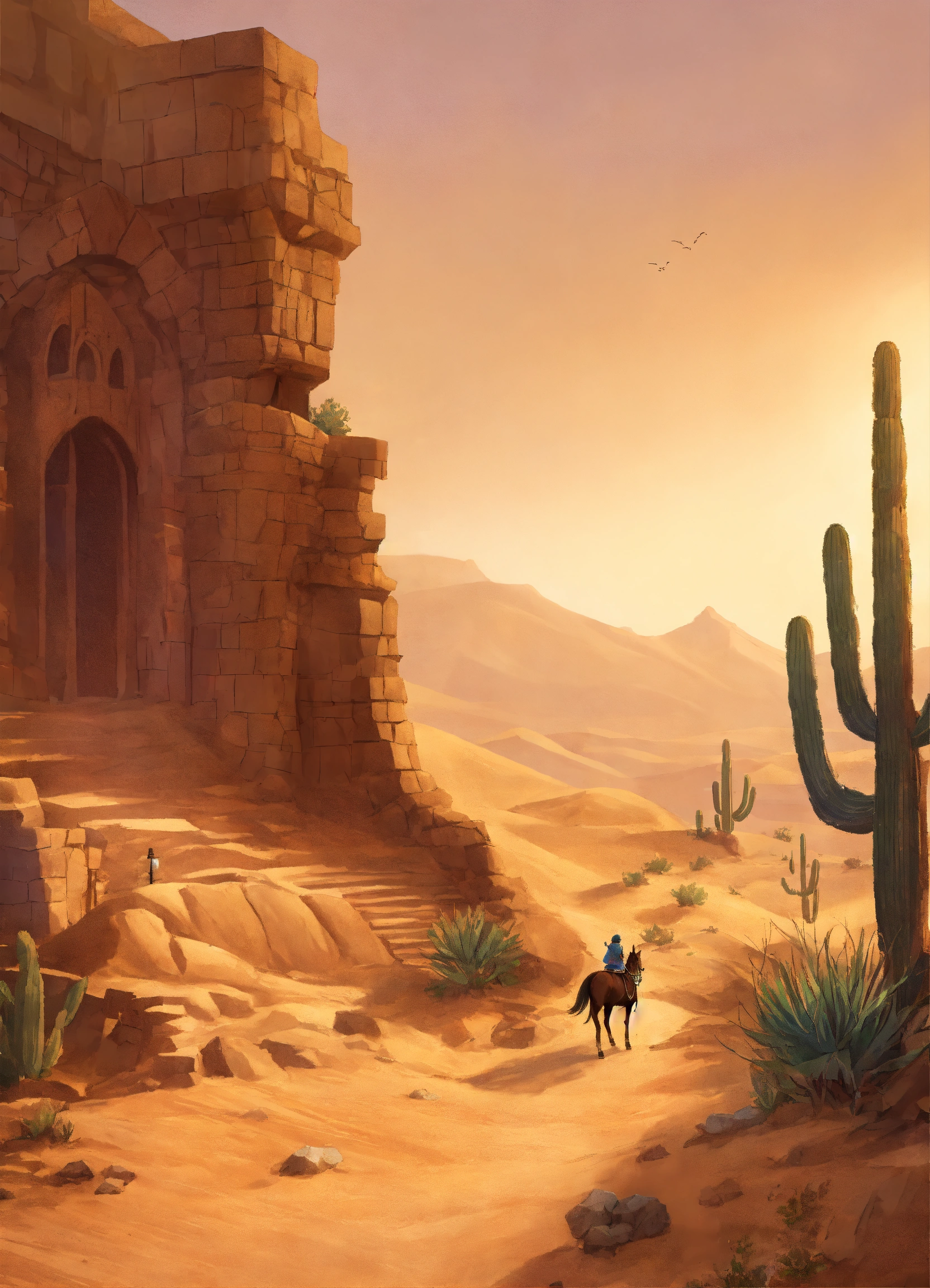 Lexica - Large desert with a rustic barricade, dnd, enchanted realm
