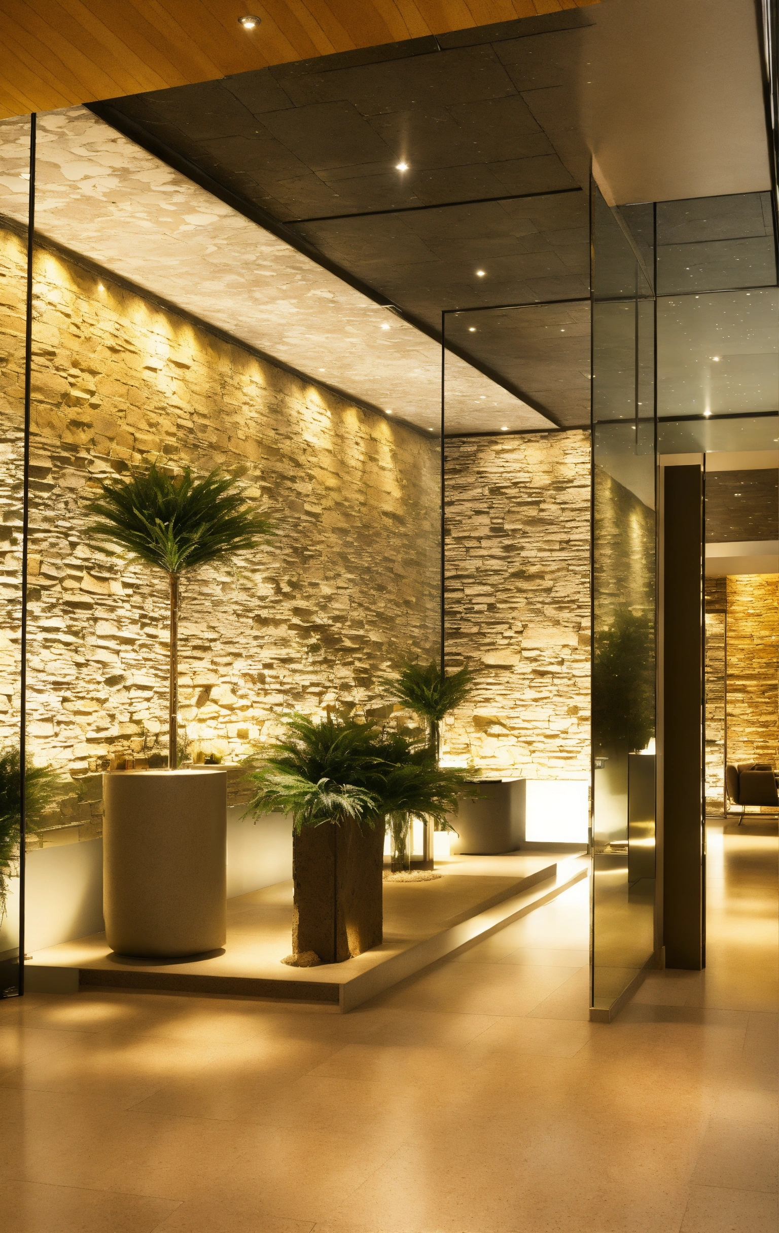 Lexica - Airport corridor, one side of the corridor full height glass ...