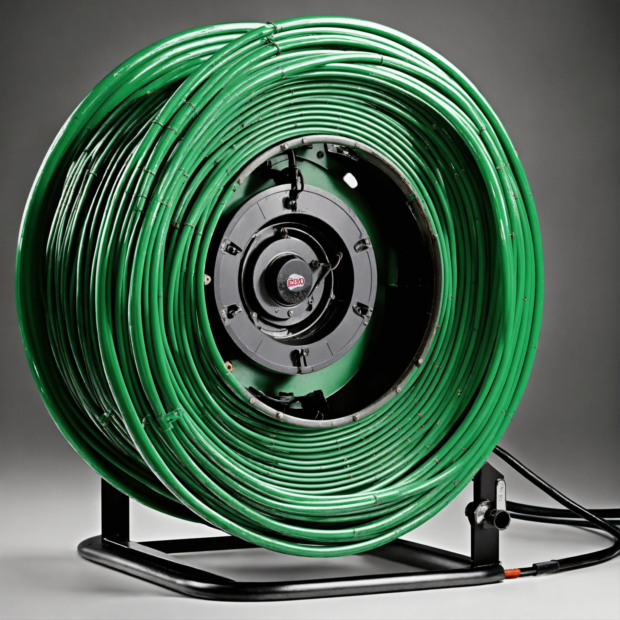 Lexica - High Voltage Cable Reel ,steel, ultra realistic ,green ,studio ...