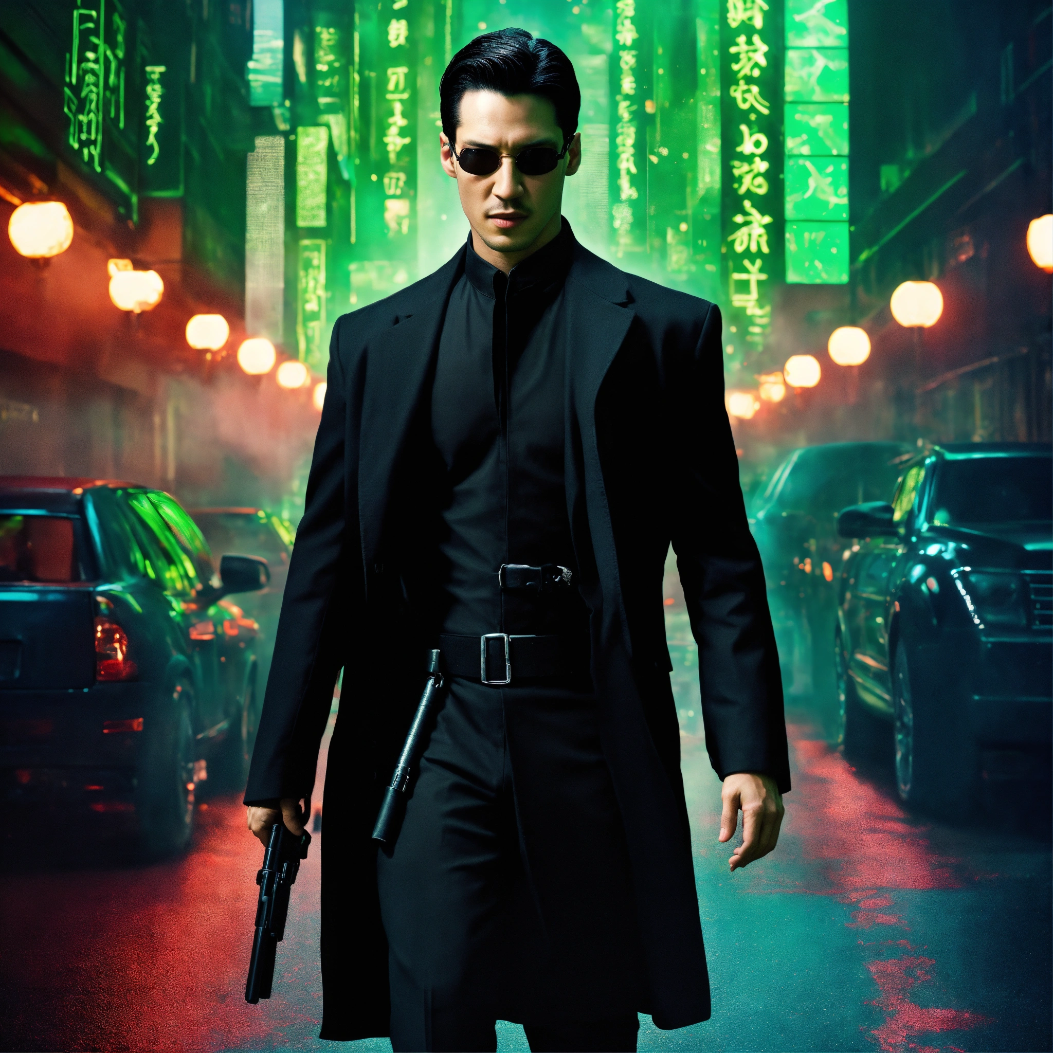Lexica - Portrait of a male ukj person as Neo from Matrix