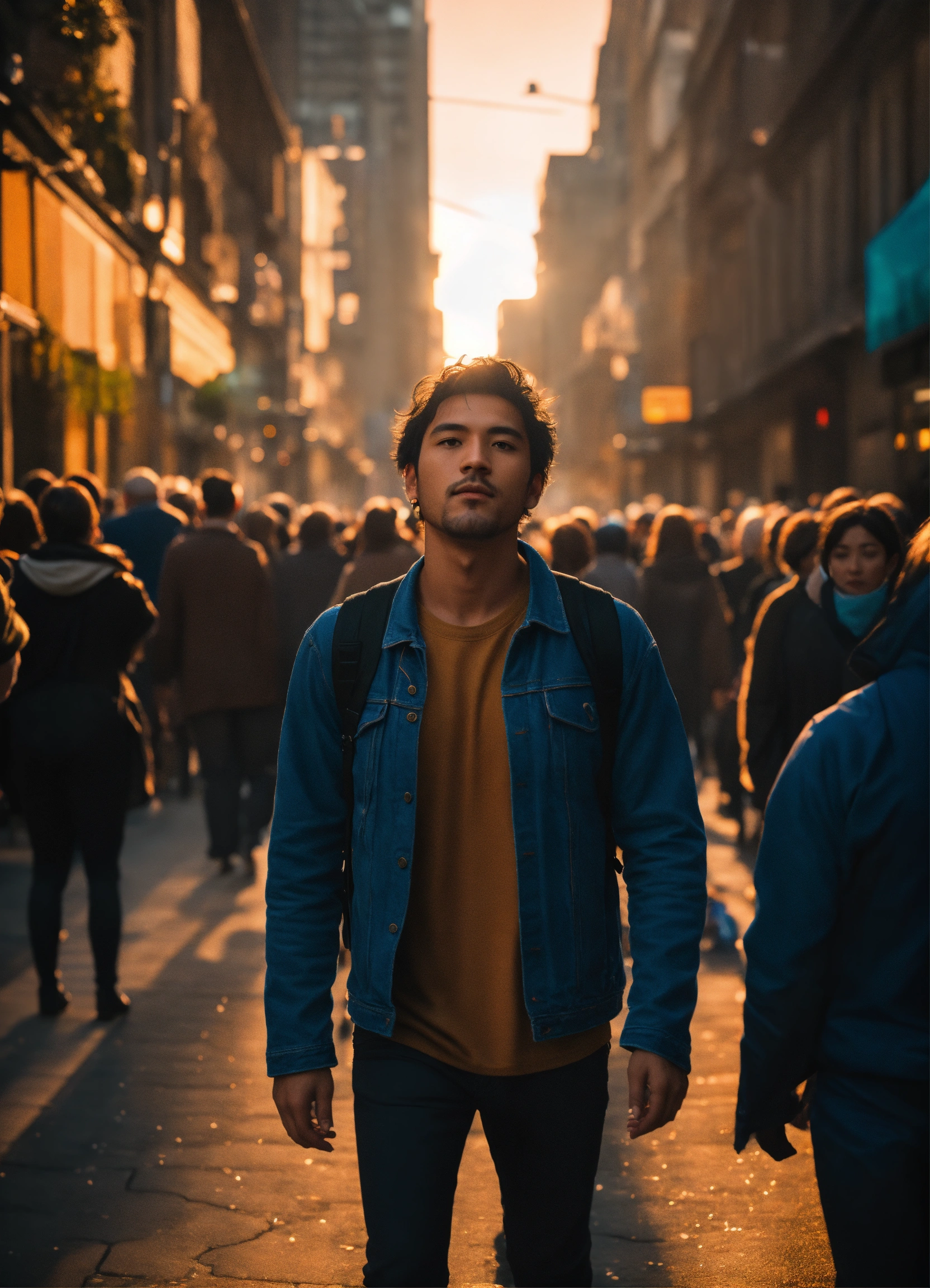 Lexica - A person surrounded by a lot of people praising him, fujifilm ...