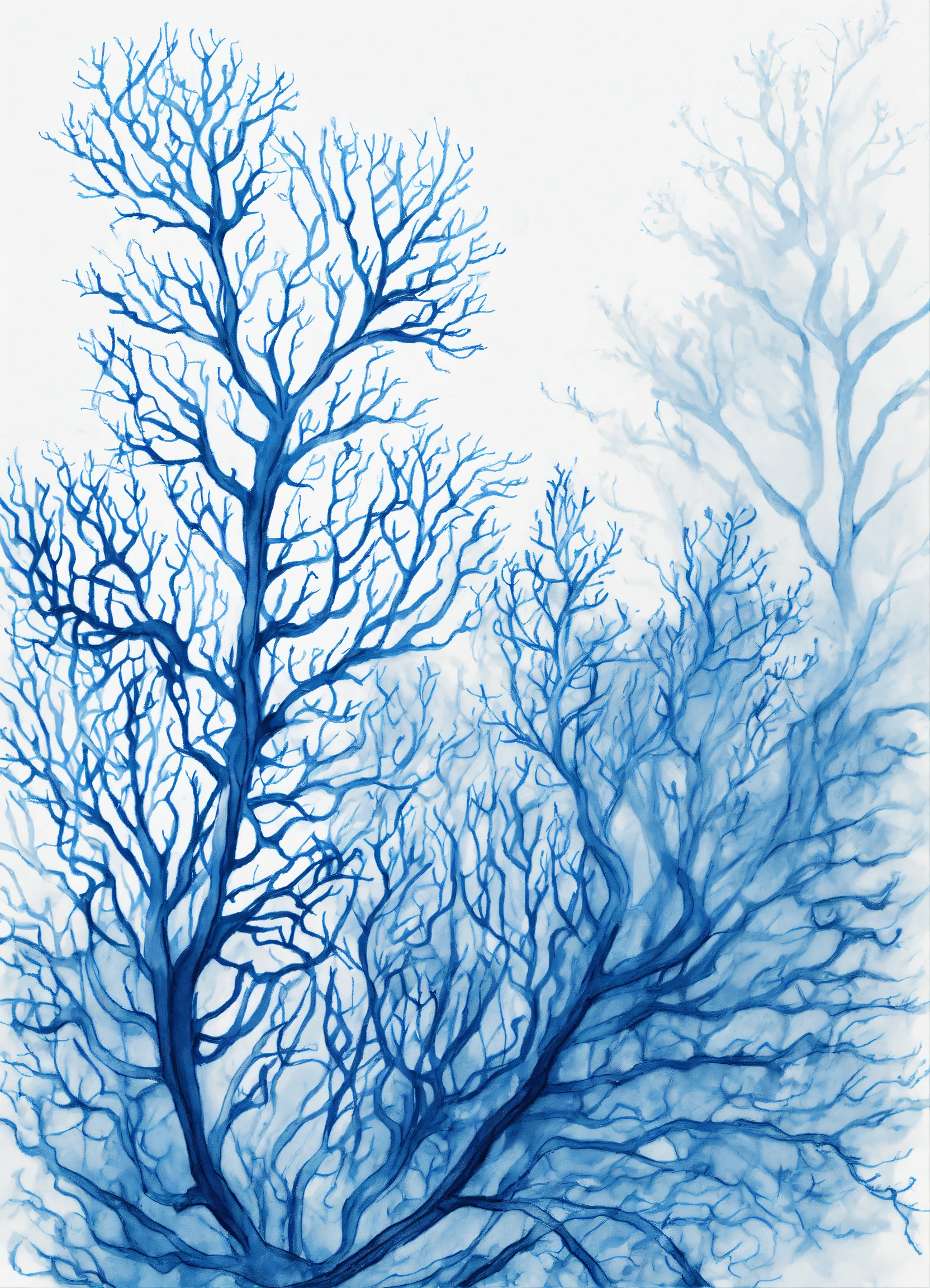 Lexica - Simple sketch of a Algue corallienne art murale bleu et blanc ...