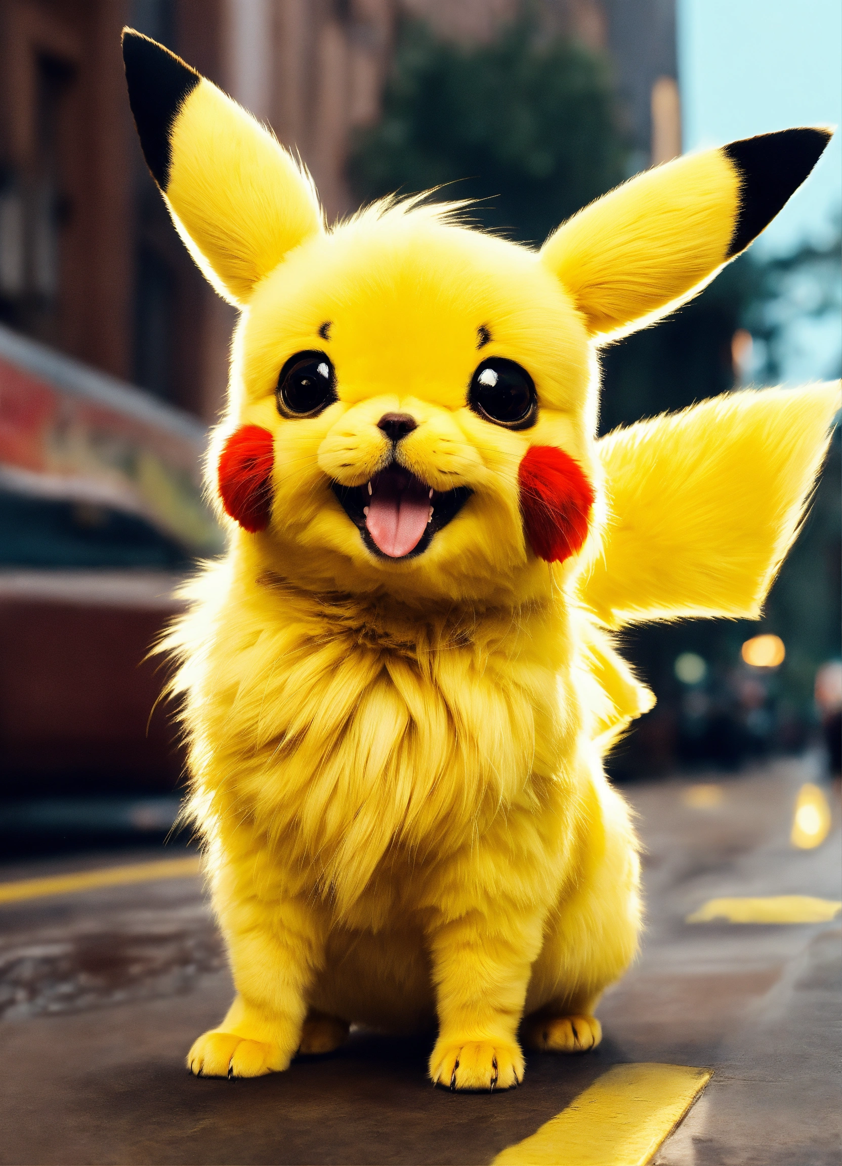 Lexica - Pikachu if it was a dog, cute fluffy yellow fur, cute face