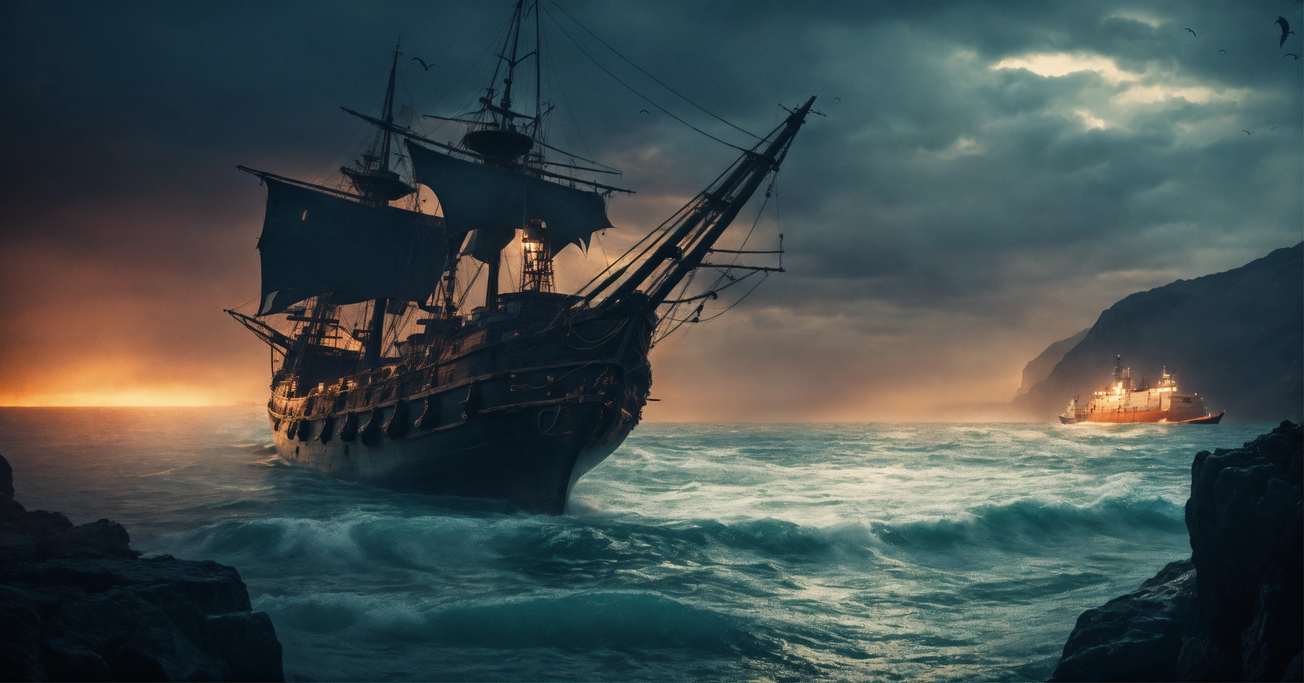 Lexica - Create a 4k detailed photo of two evil sirens singing at a ...