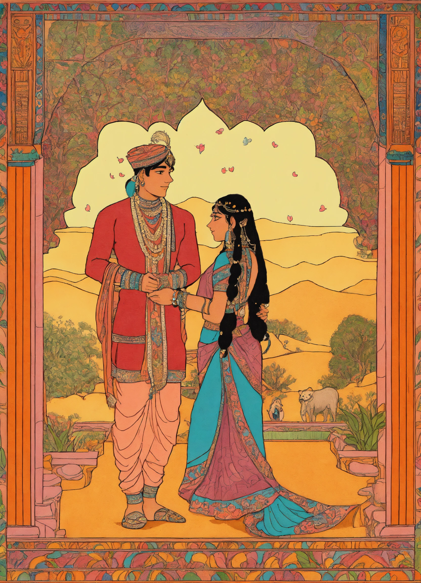 Lexica - Traditional indian art drawing the nature of Love. Line ...