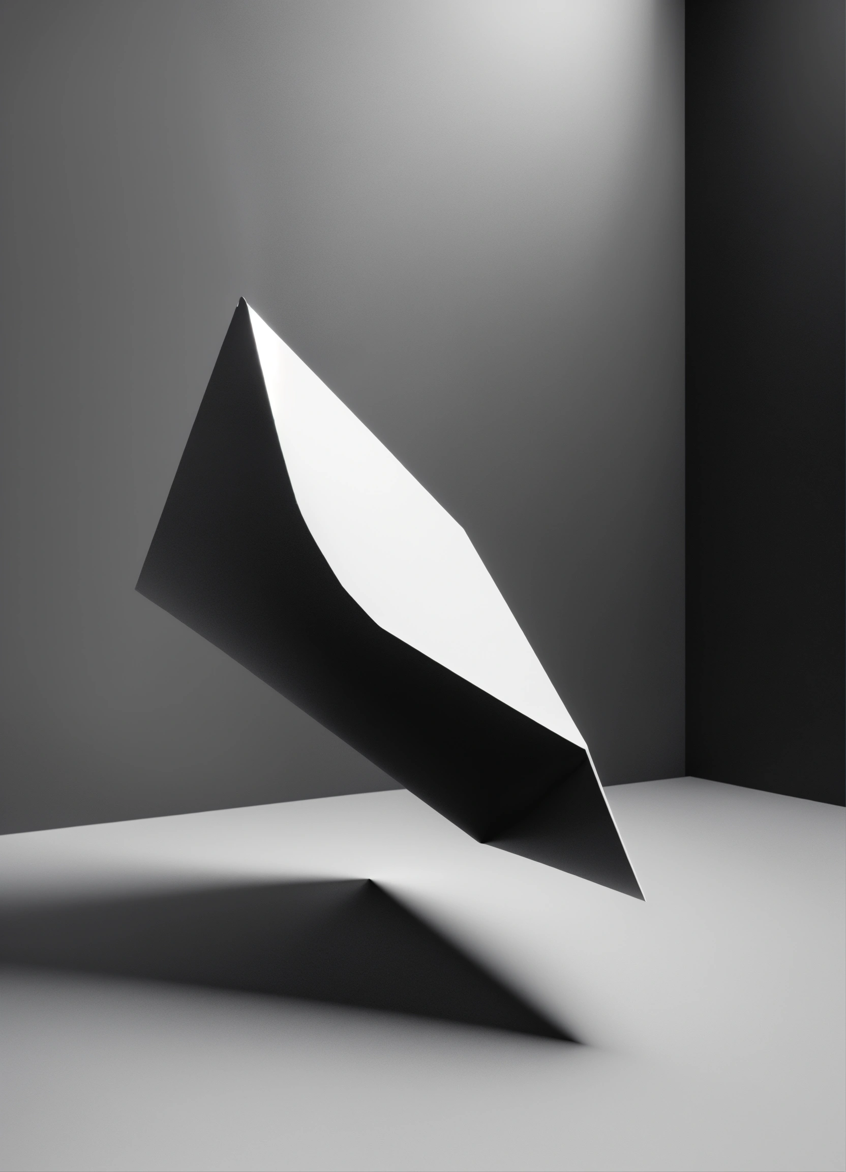 Lexica - Abstract shape or object flying, 3d render, room, dark, black ...