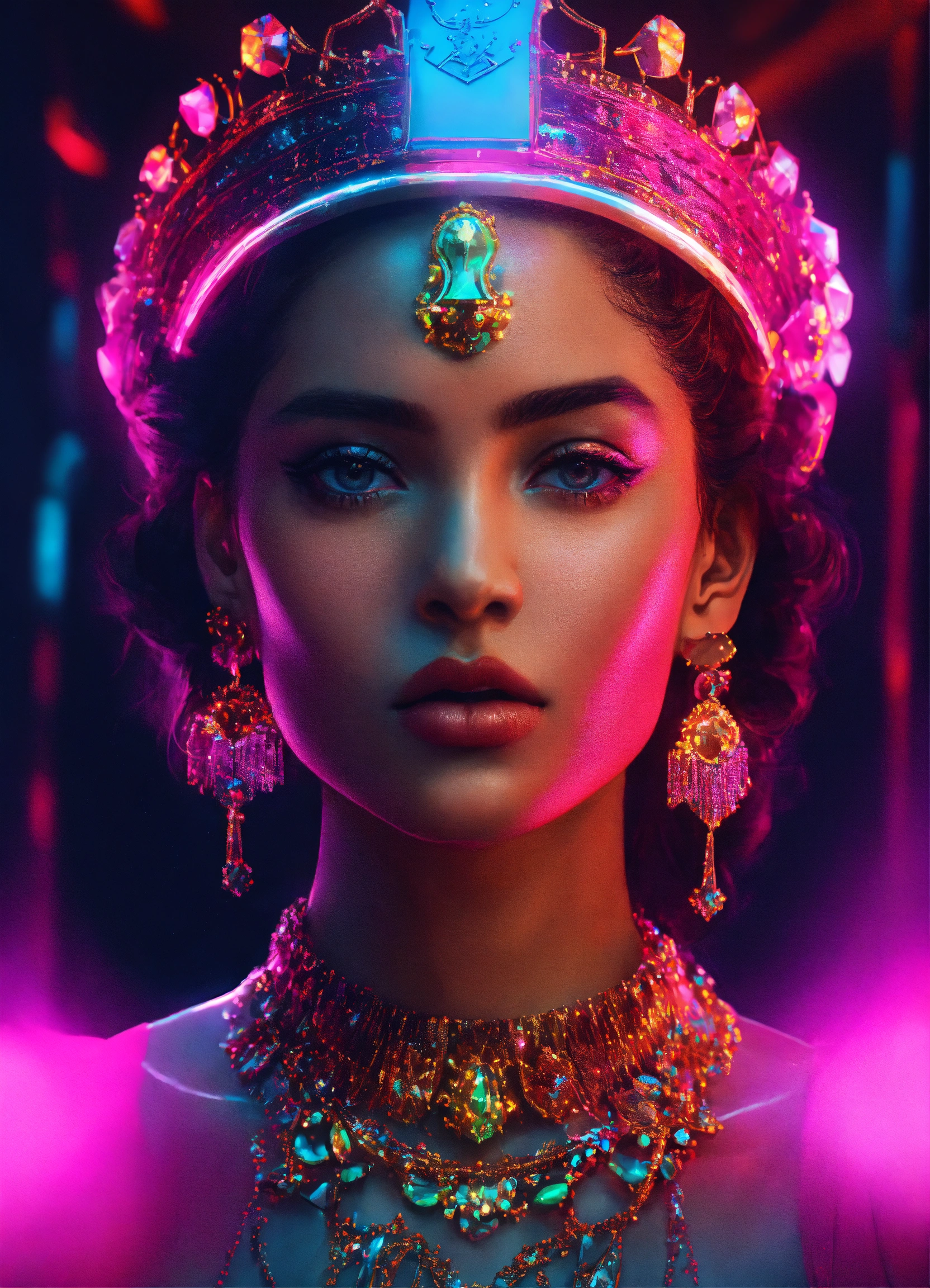 Lexica - Cinematic photography, modern, female queen, neon colors ...
