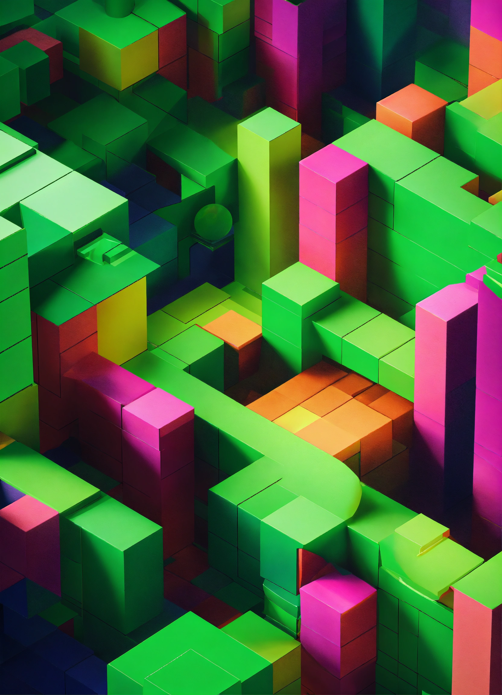 Lexica - 3d geometric prisms, green colors, unsplash wallpaper ...