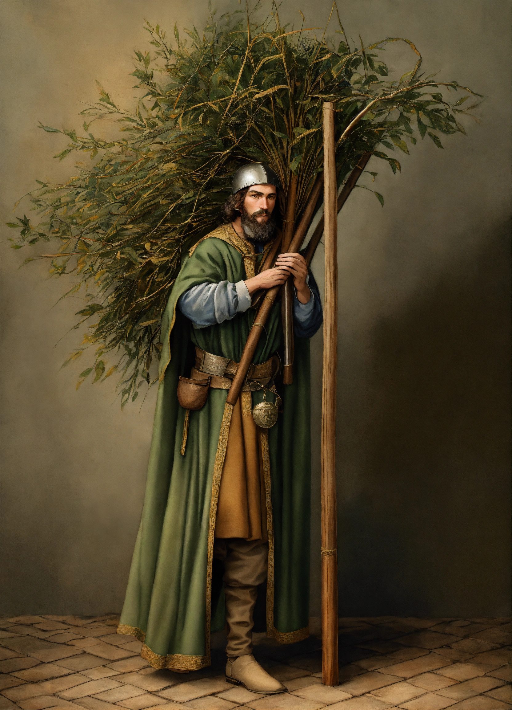 Lexica - Illustrated realistic, A man from medieval ages, carrying 10 ...