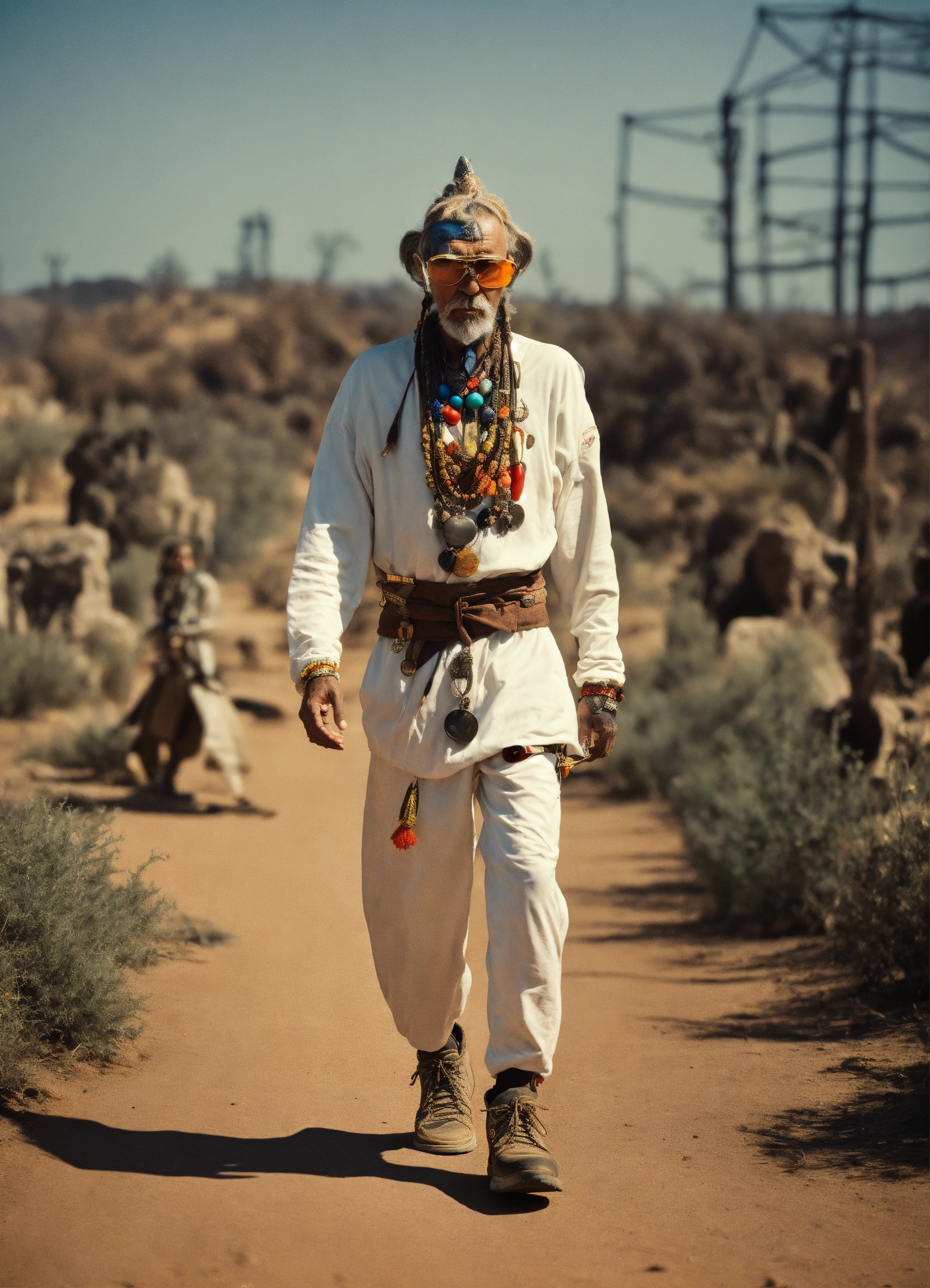 Lexica - Color photo of the eternal wayfarer, a human figure walking ...