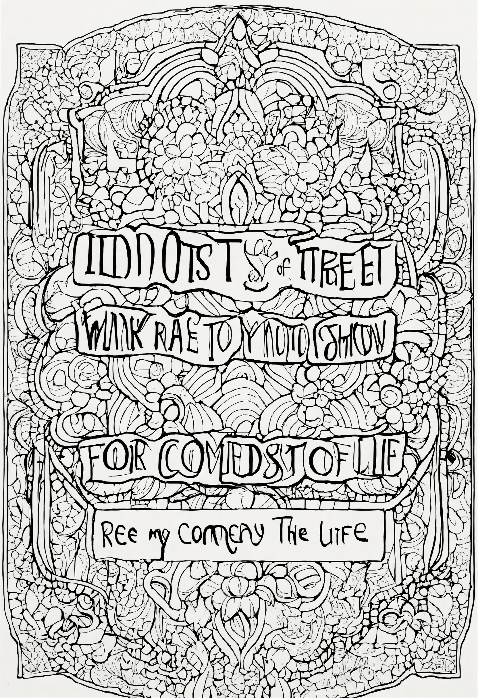 Lexica - Coloring page for adults, wavy lines, sign with a funny quote ...