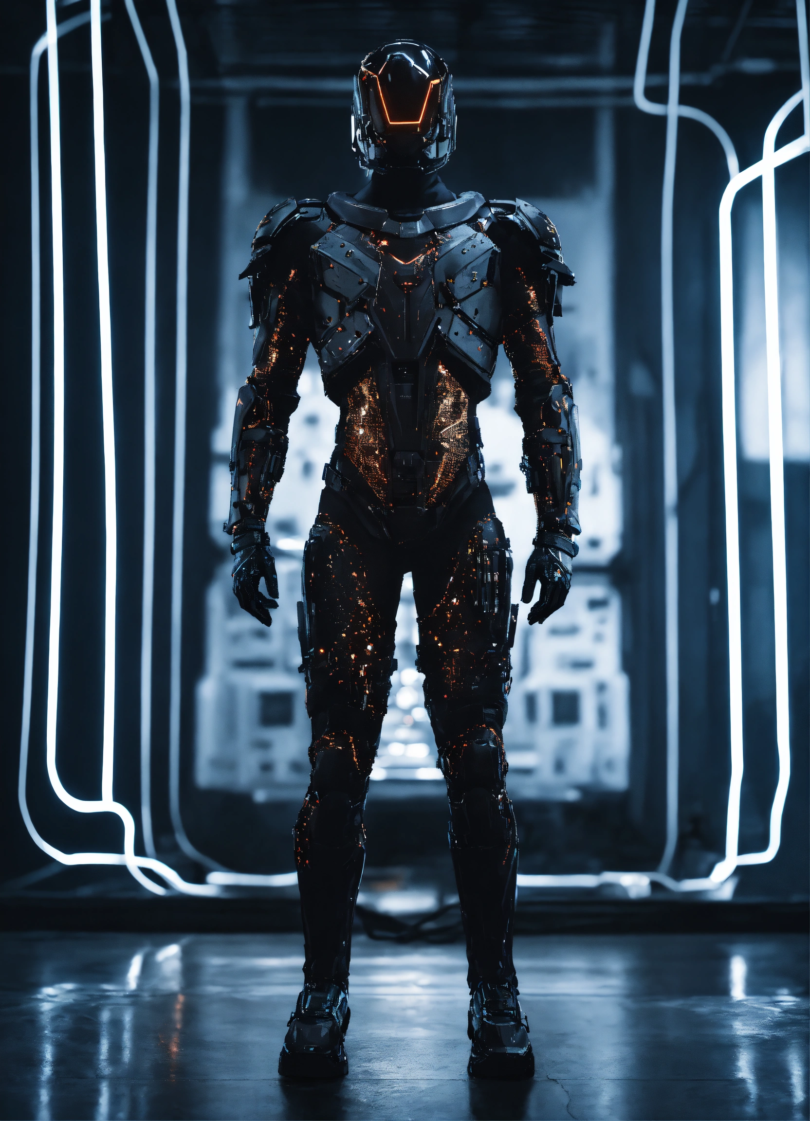 Lexica - An ultrarealistic photograph of a futuristic full body power ...