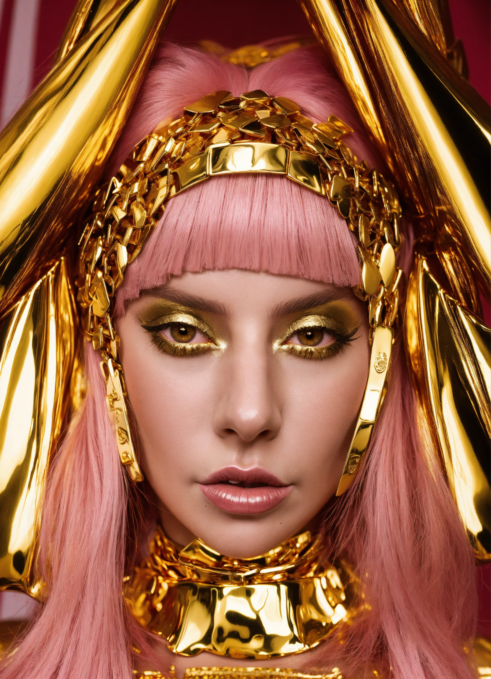 Lexica - Gold Full Body Lady Gaga Gold Hair, Gold Hair, Gold Eyes, Gold ...