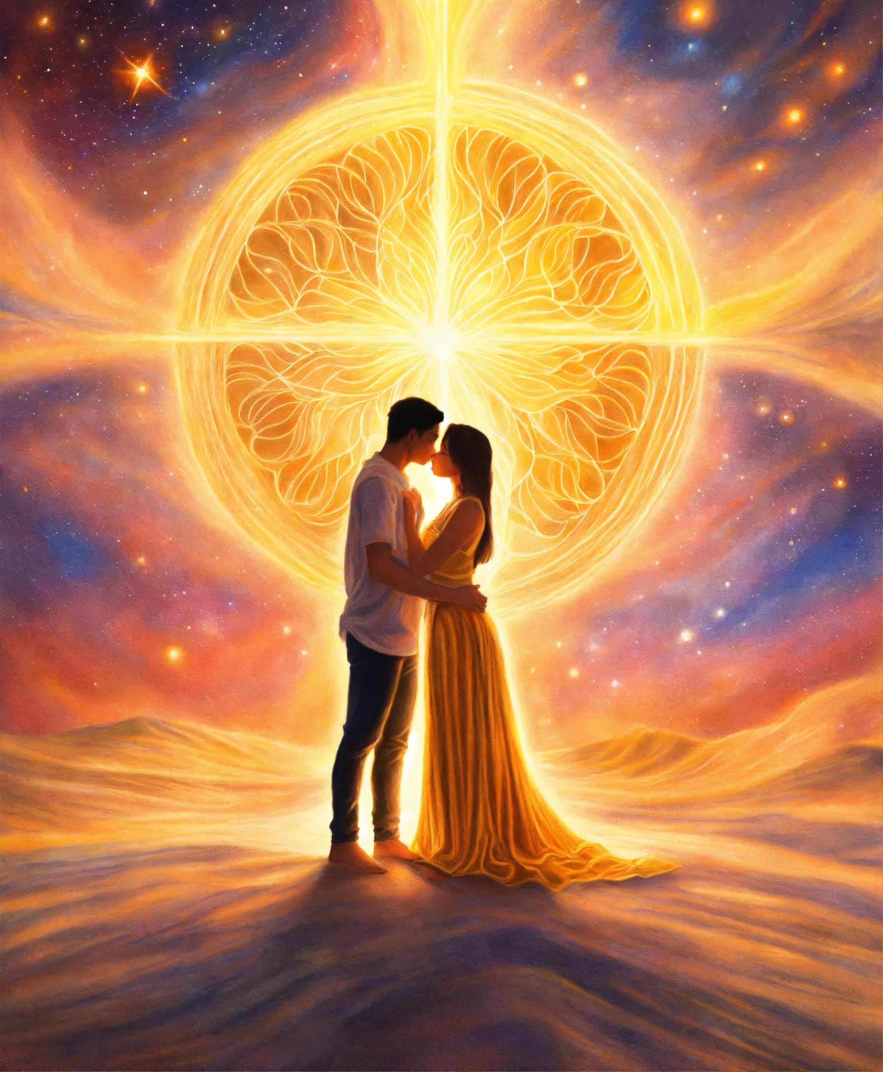 Lexica - Colored pencil drawing full view of a spiritual golden light ...