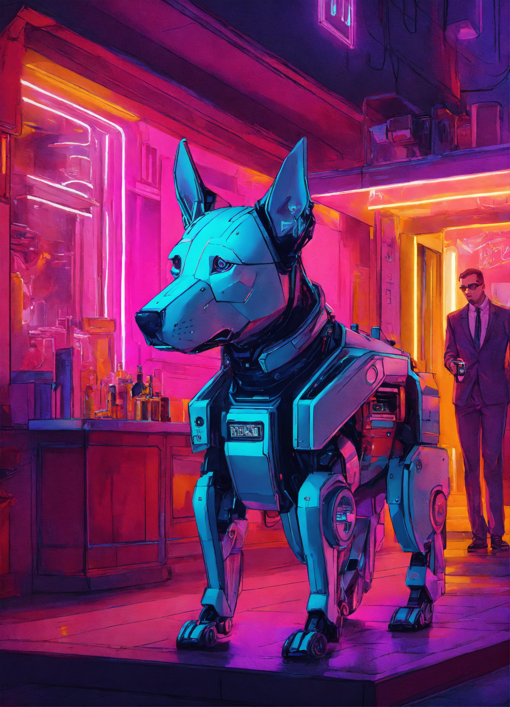 Lexica - In the style of surrealism, fine details. Robotic dog butler ...