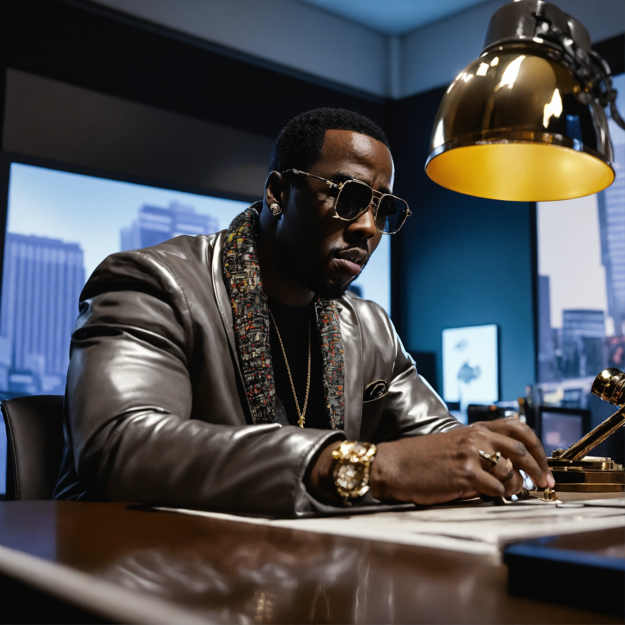 Lexica - Sky view Pop art, hyperrealist portrait of black rapper "Diddy ...