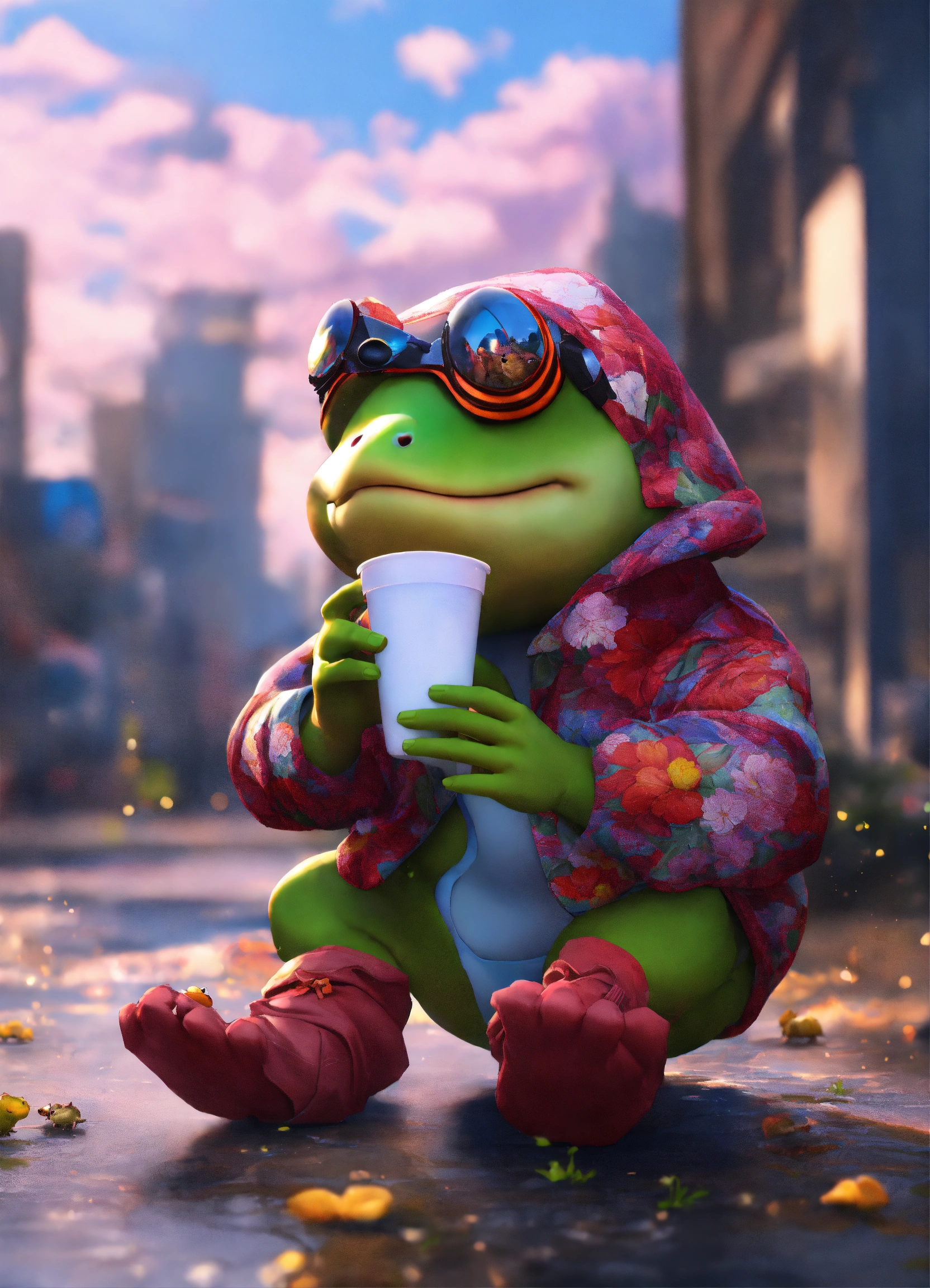 Lexica - A toad drinking milk 90s anime, cyberpunk style, of a person ...