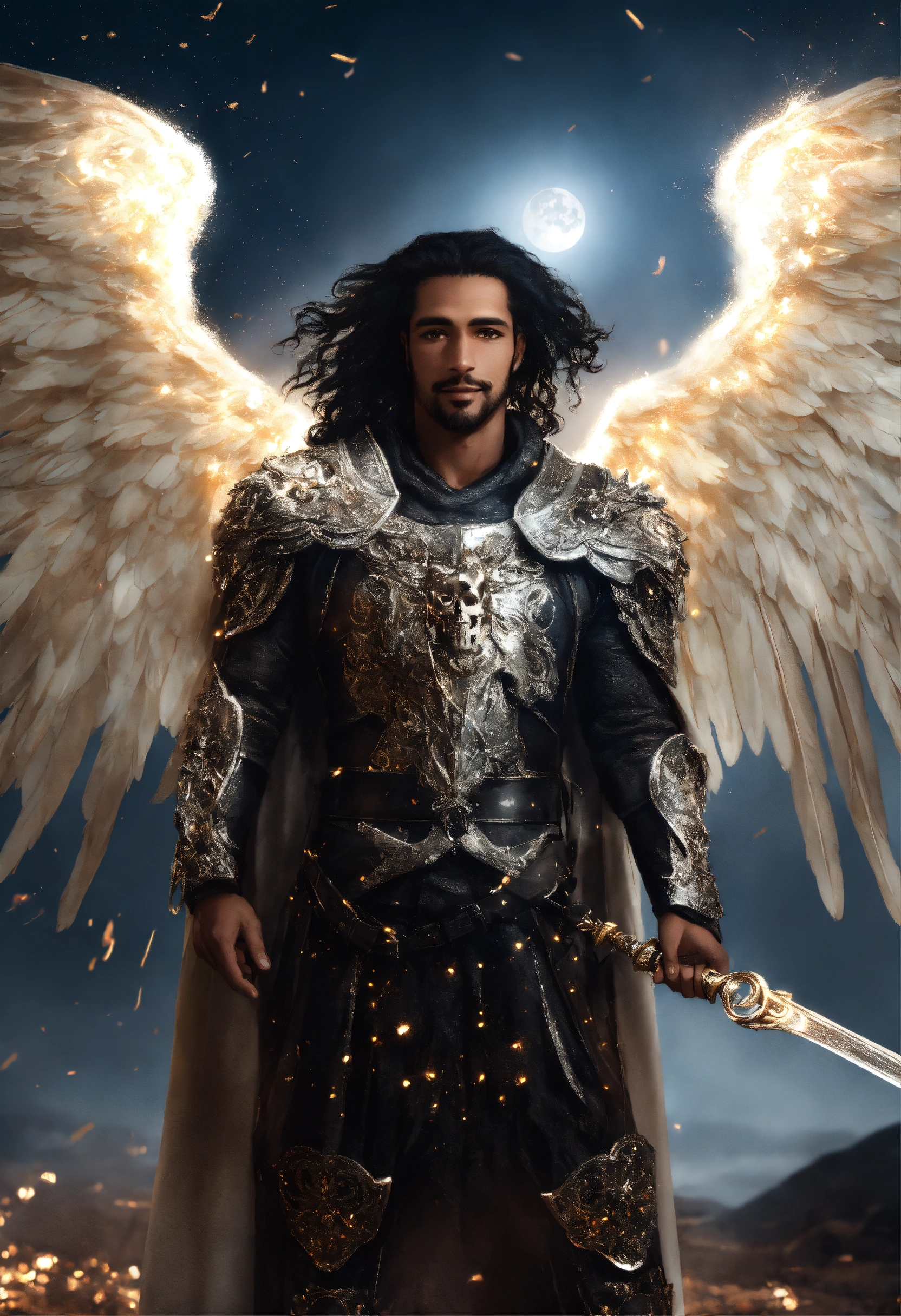 Lexica - Photographic surreal portrait of a windblown Archangel with ...