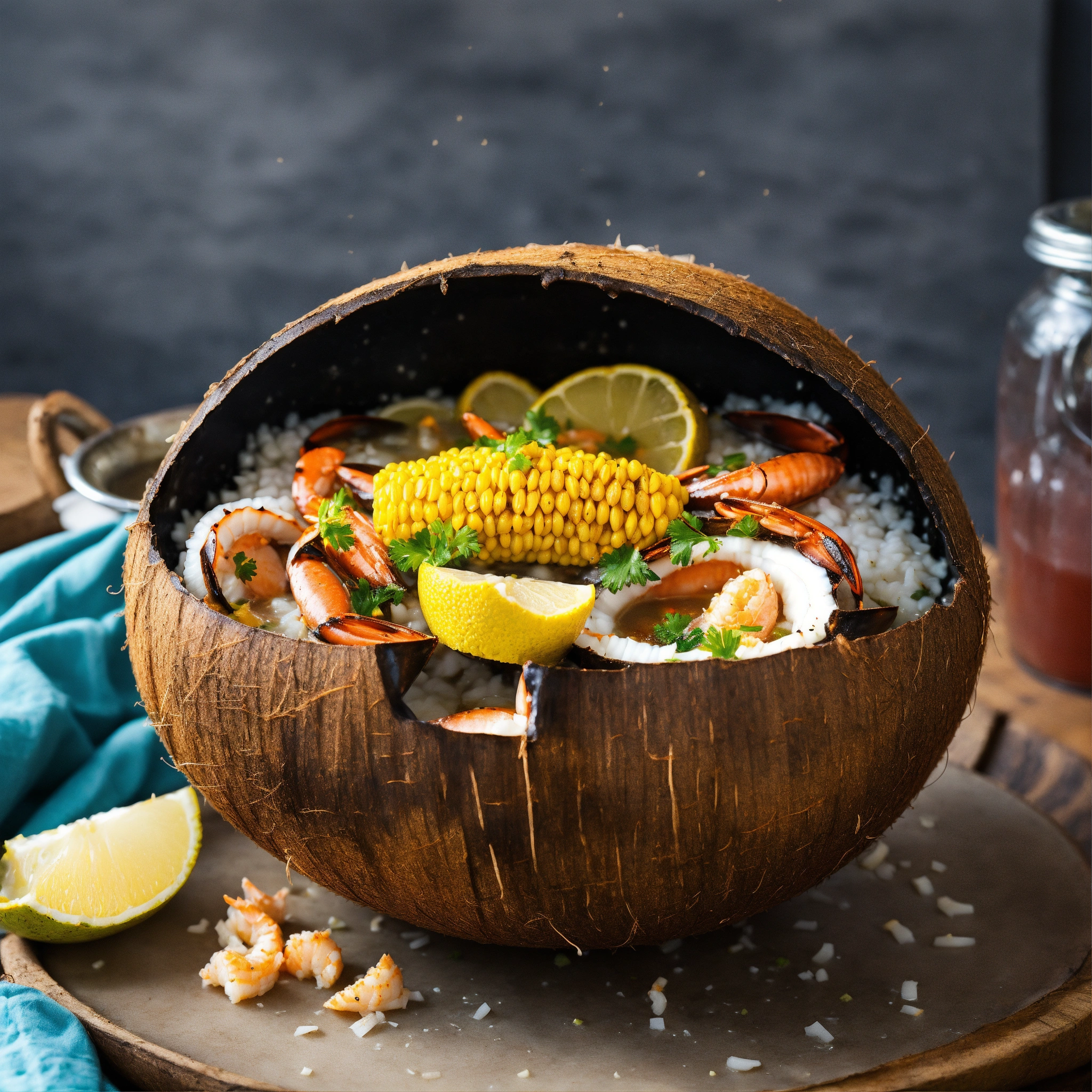Lexica - Seafood boil inside coconut shell