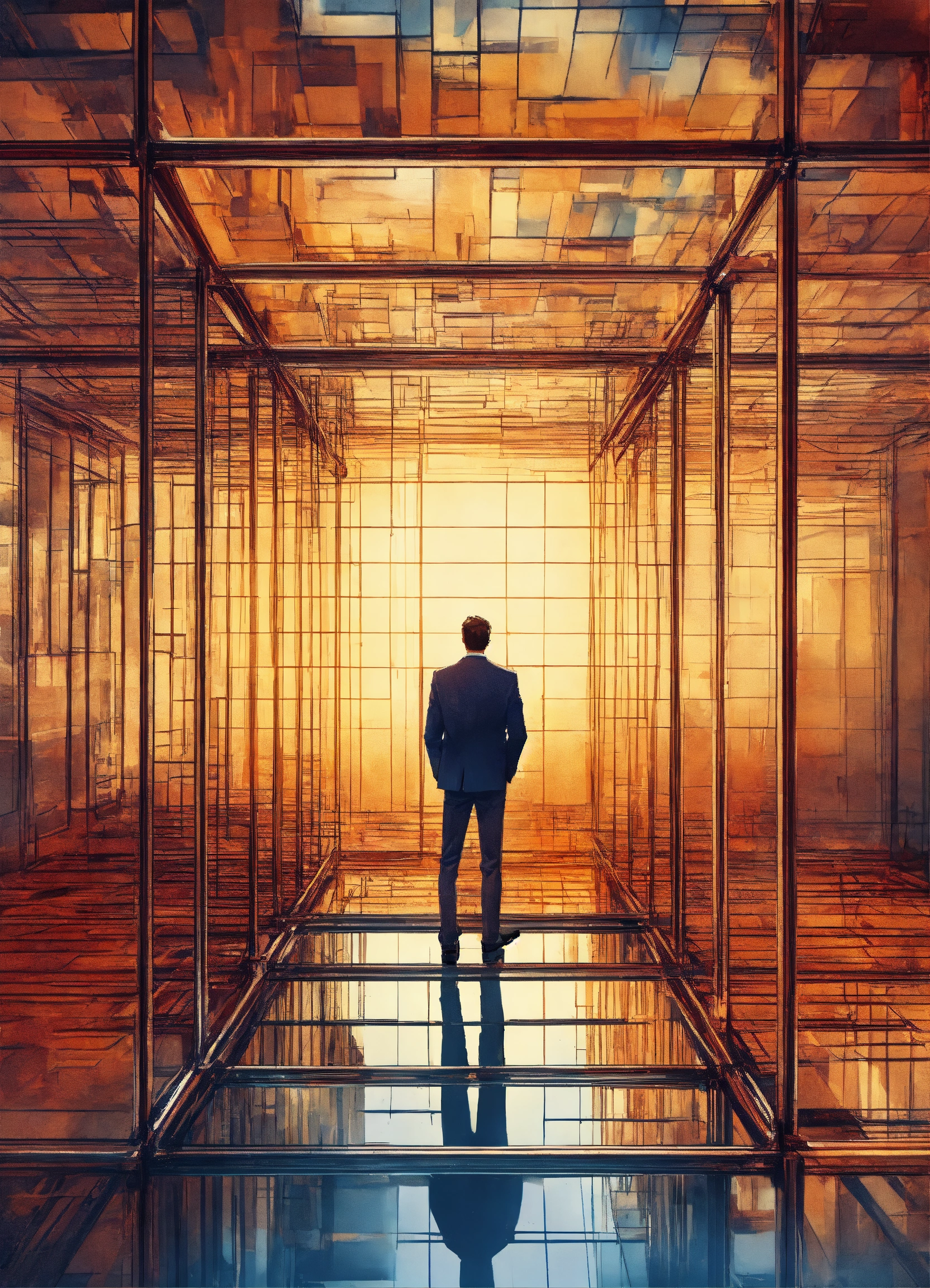 Lexica - Man in the glass labyrinth in modern style game