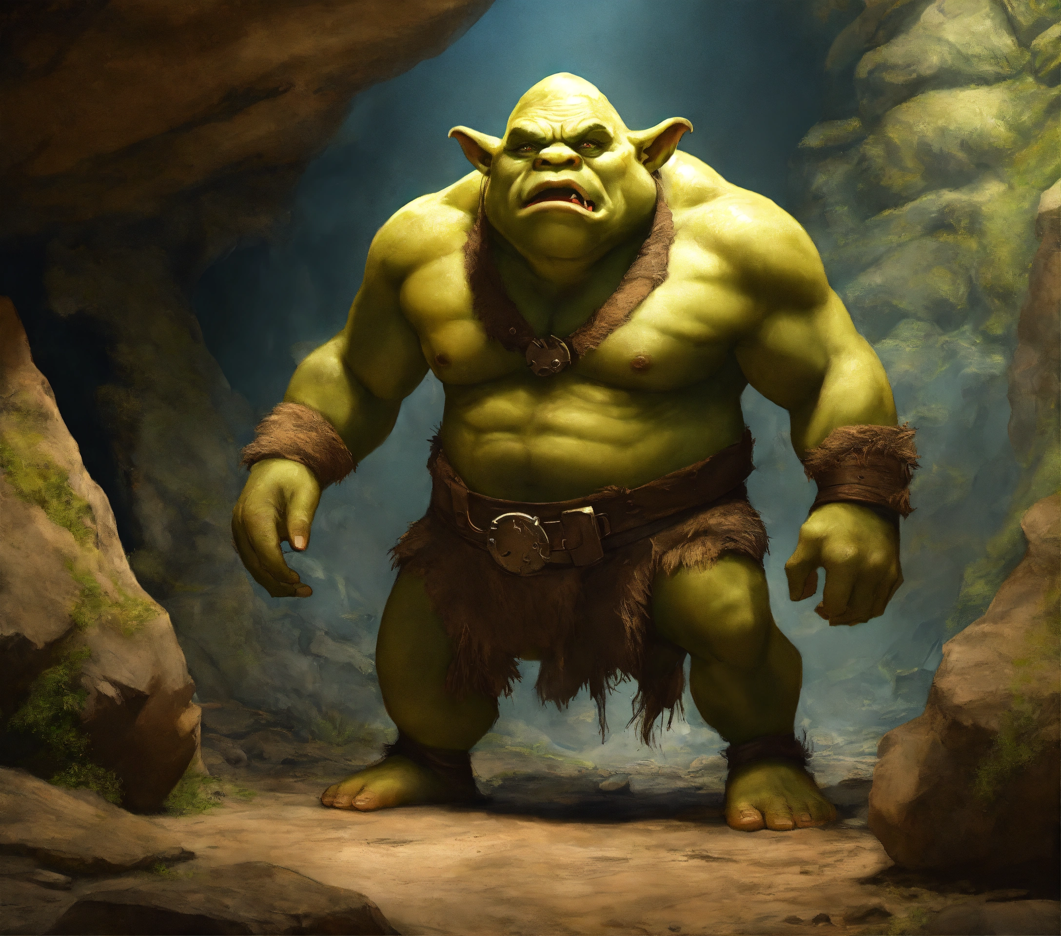 Lexica - Ogre female arguing, dirty cave, digital painting ...