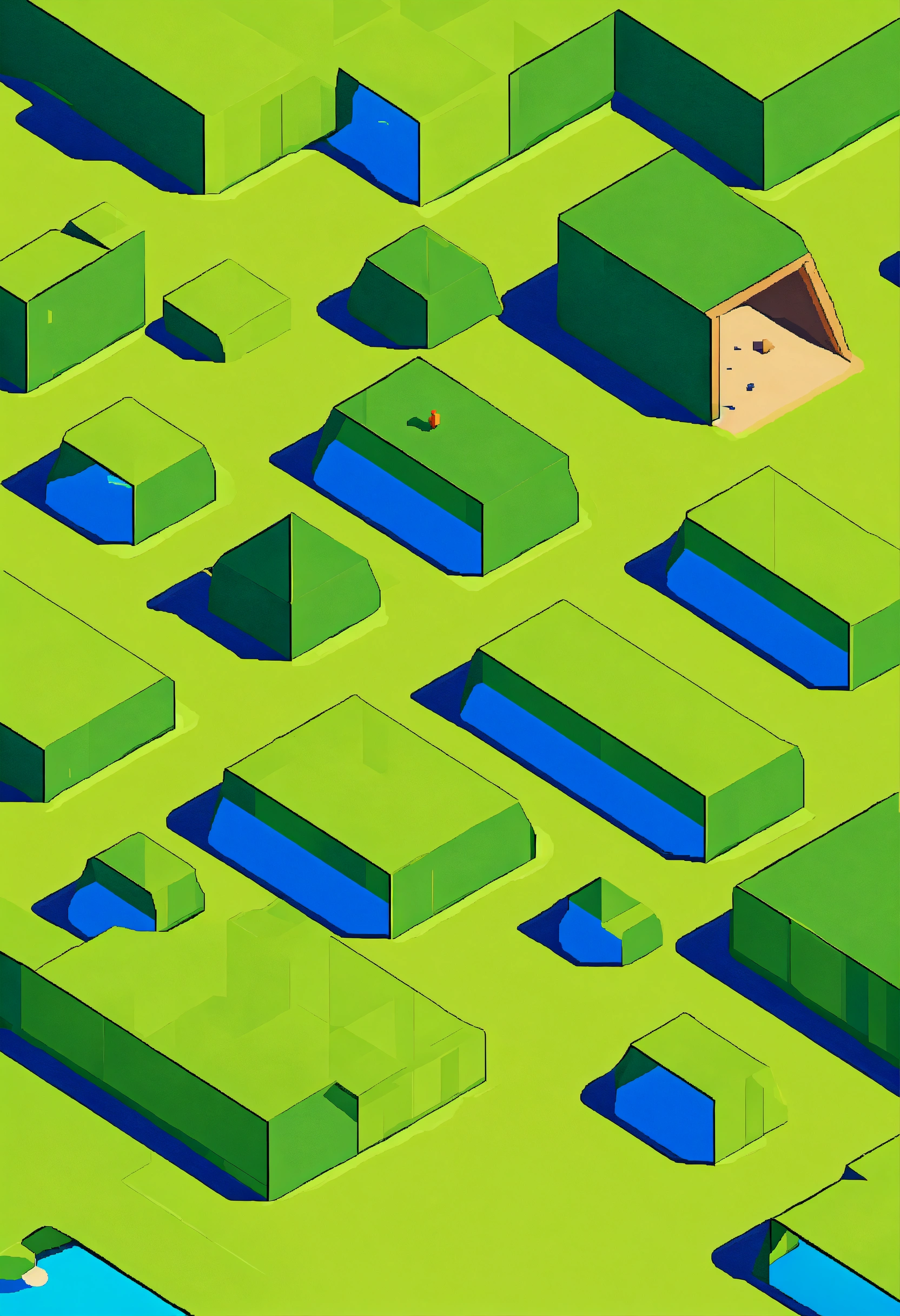 Lexica - Simple pixel 2d flat empty plain grassy landscape from above ...