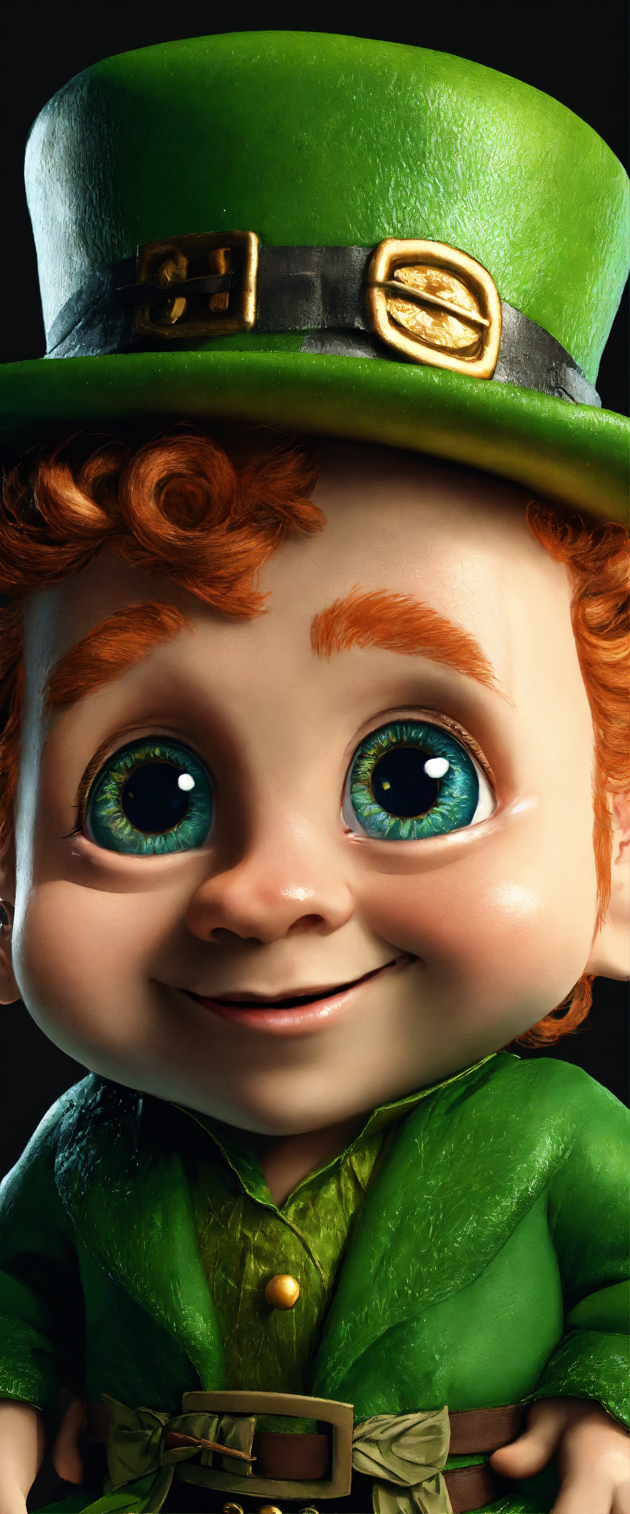 Lexica - Leprechaun as a cute baby, cartoon effect, very big eyes. More ...