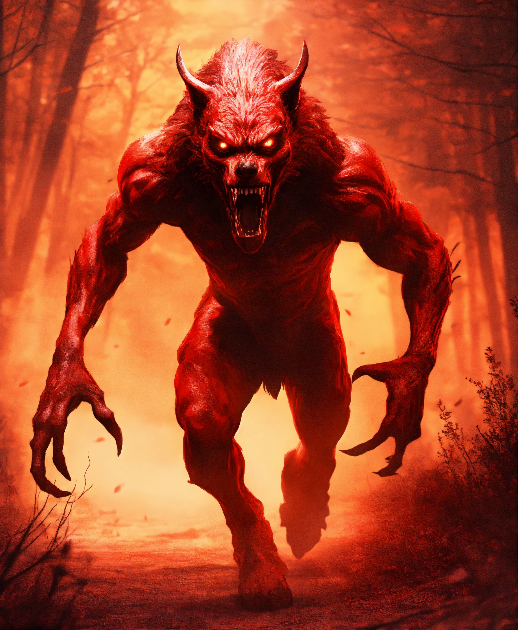 Lexica - Terrifying RED SKINWALKER Running In Ultra Realistic Style