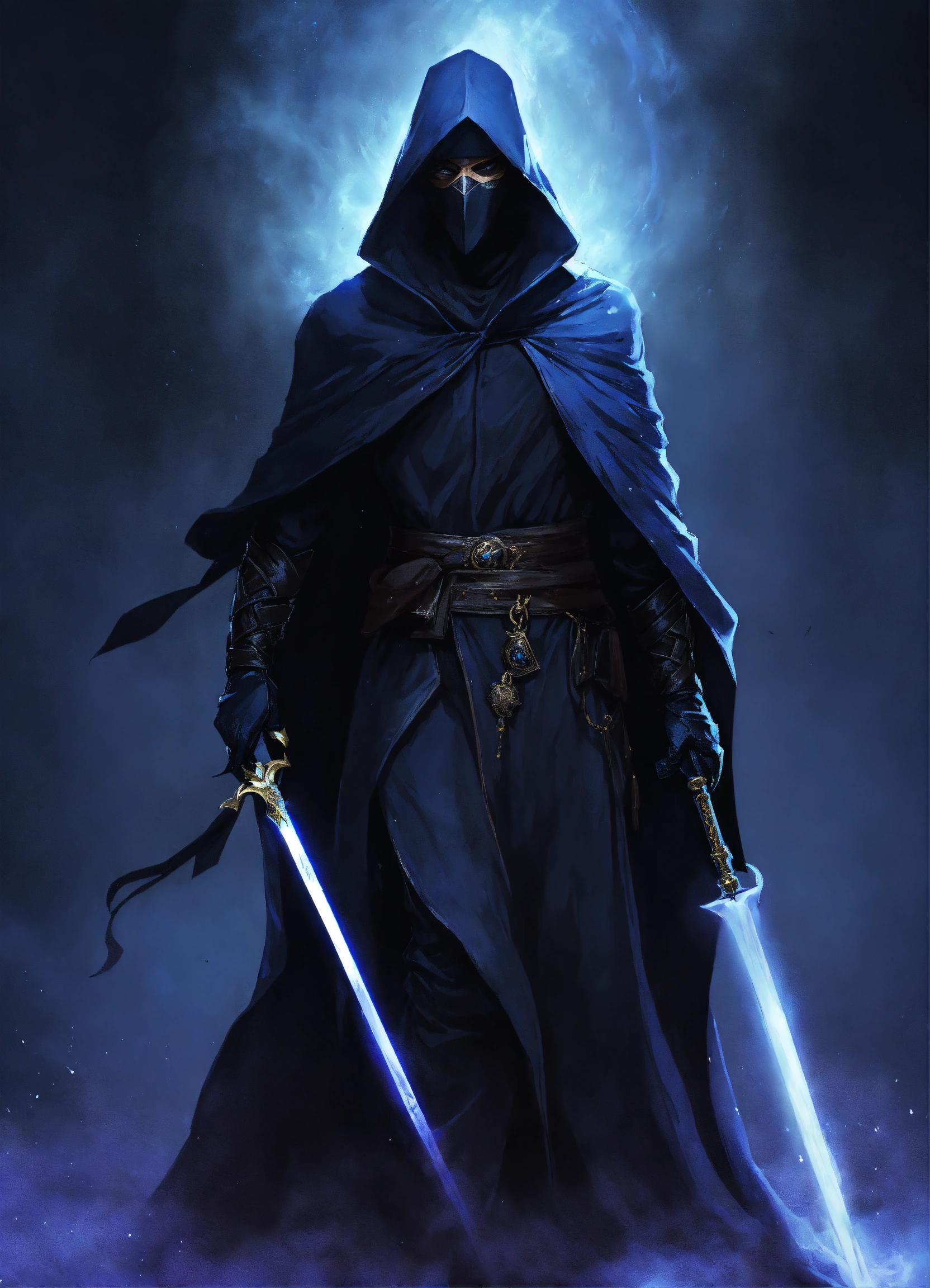 Lexica - Plain white masked man wearing black robes, evil wizard ...