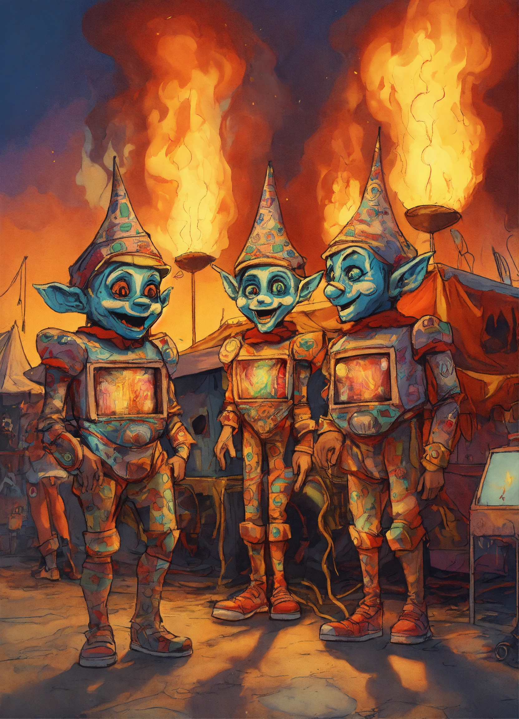 Lexica - 3 distinct machine elves at a very burnt out carnival very ...