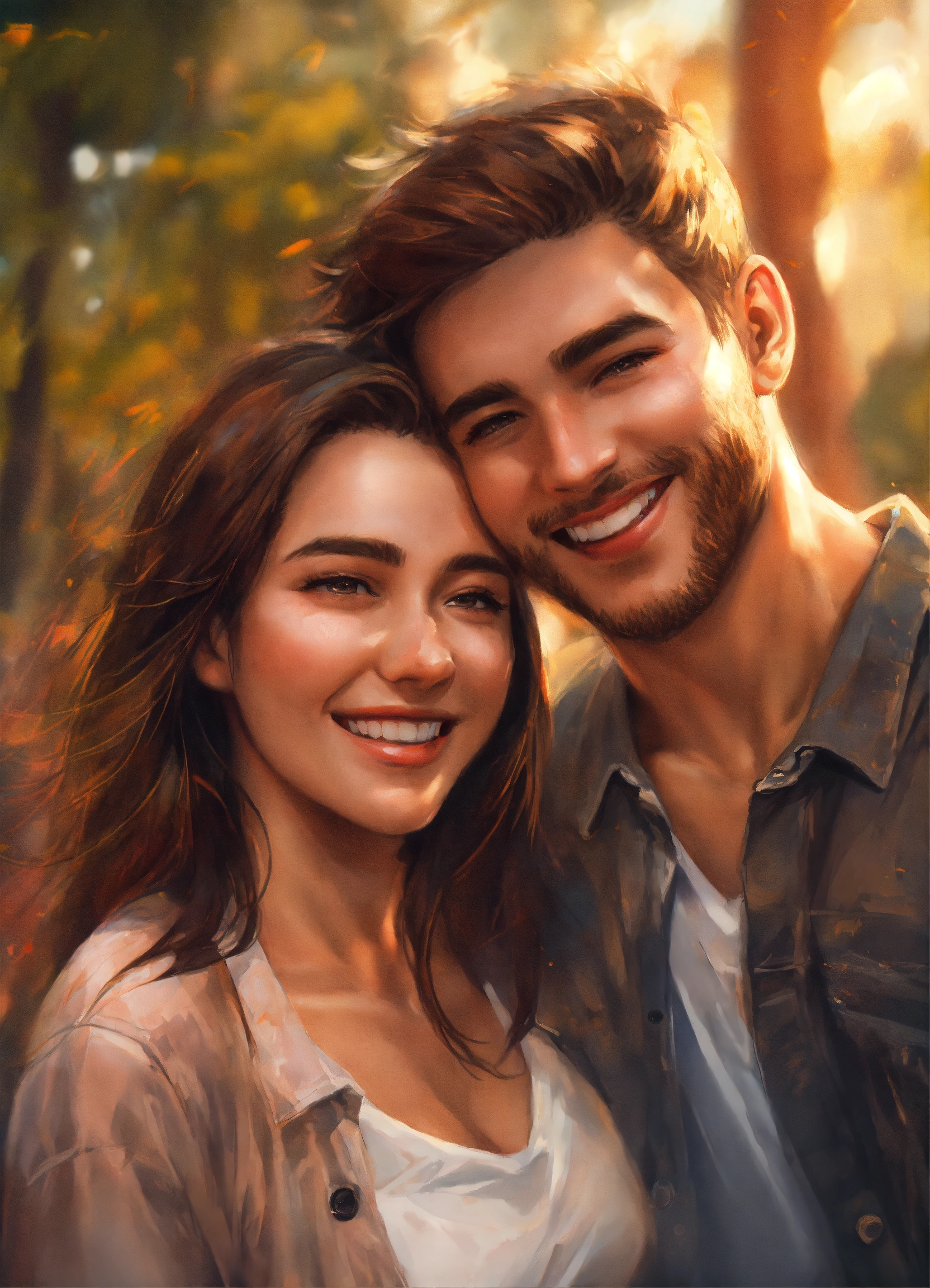 Lexica - Young couple, realistic, laughter, happiness, hug, love, look ...