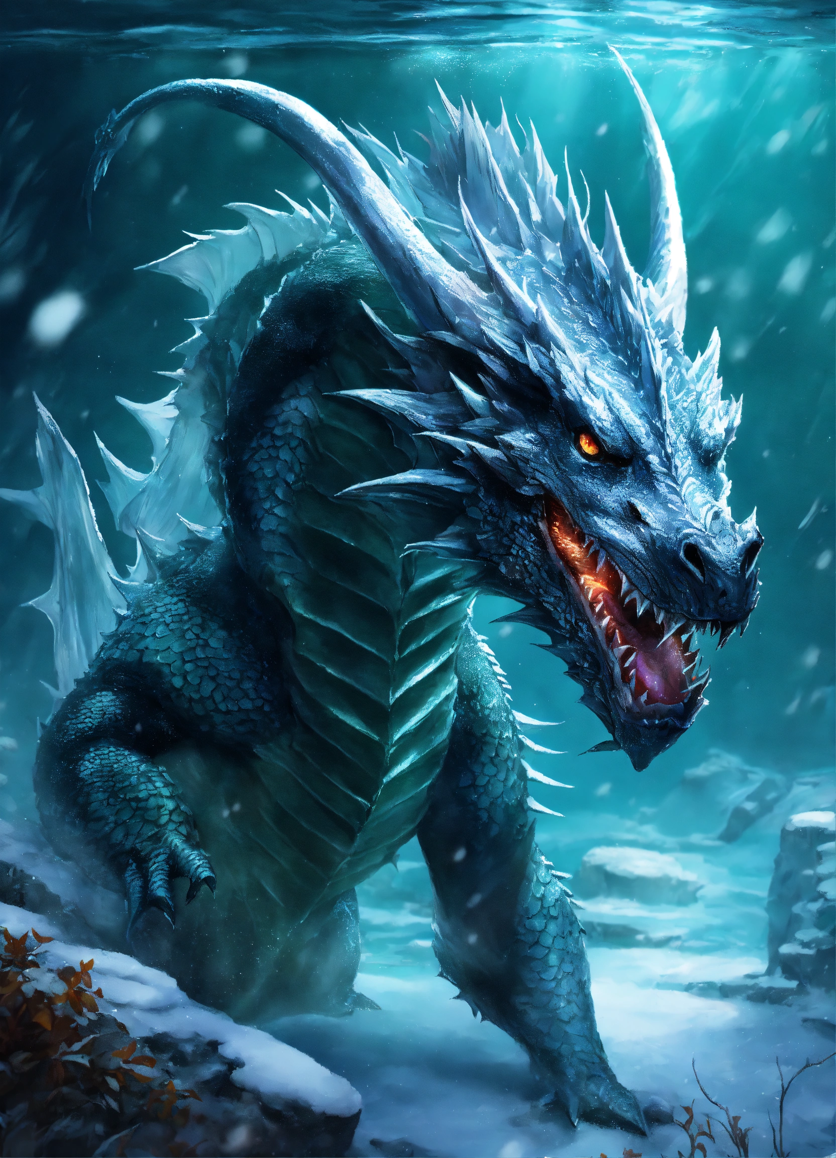 Lexica - Frost dragon in cold water, icy and snowy, dnd, fantasy ...