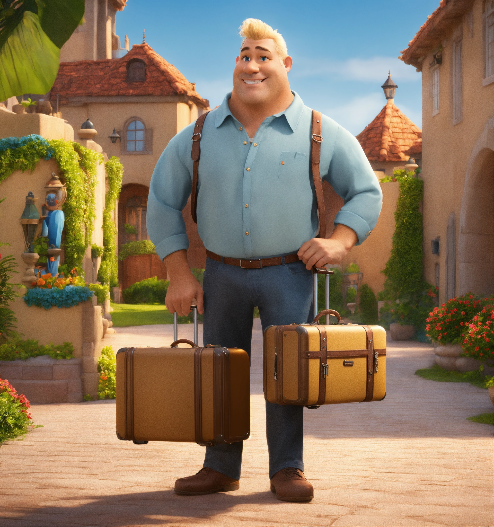 Lexica - Dreamworks middle-aged man blonde full body blue eyes big ...
