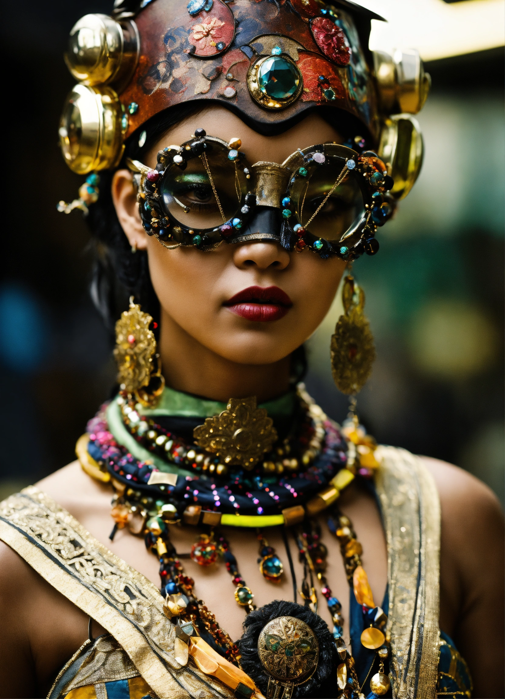 Lexica - Jeweled mask, solarpunk travaler, futuristic mongolian nomad ...
