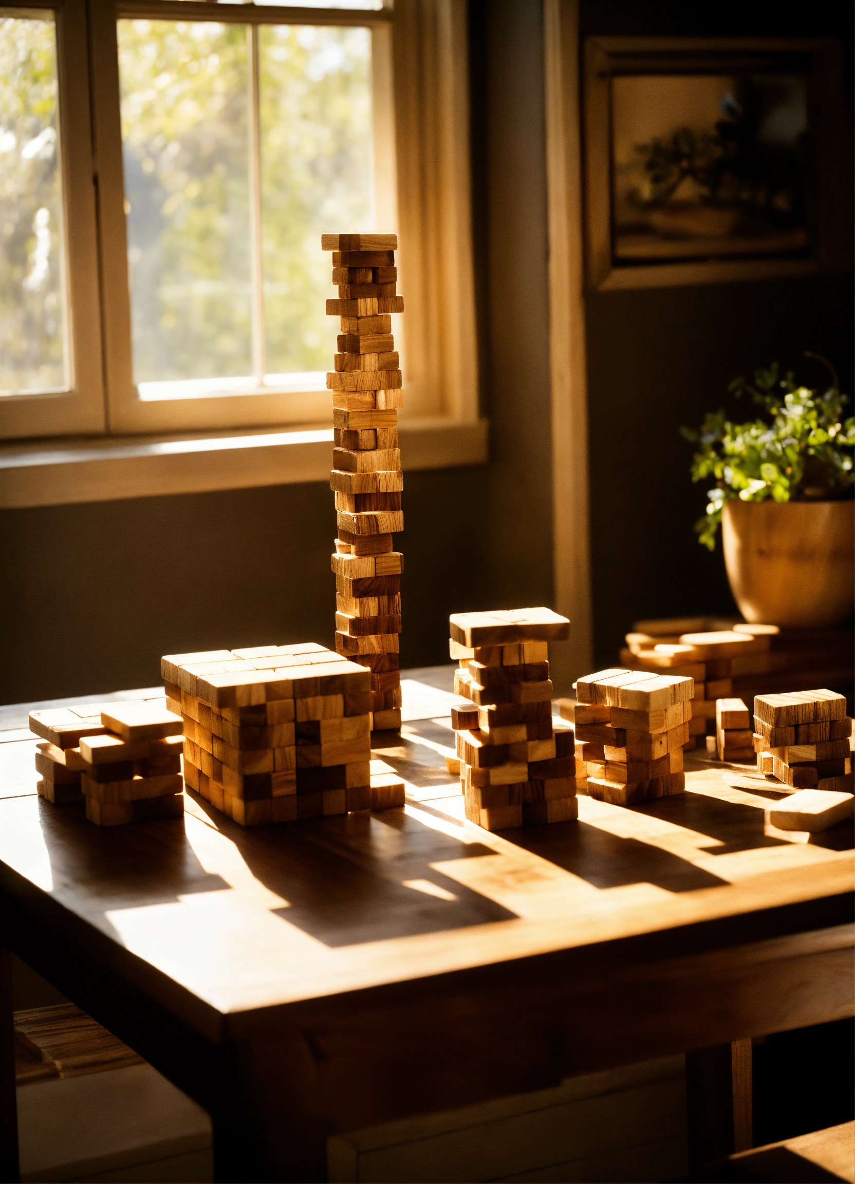 Lexica - A photograph of a wooden table by a sunny window. Sunlight ...