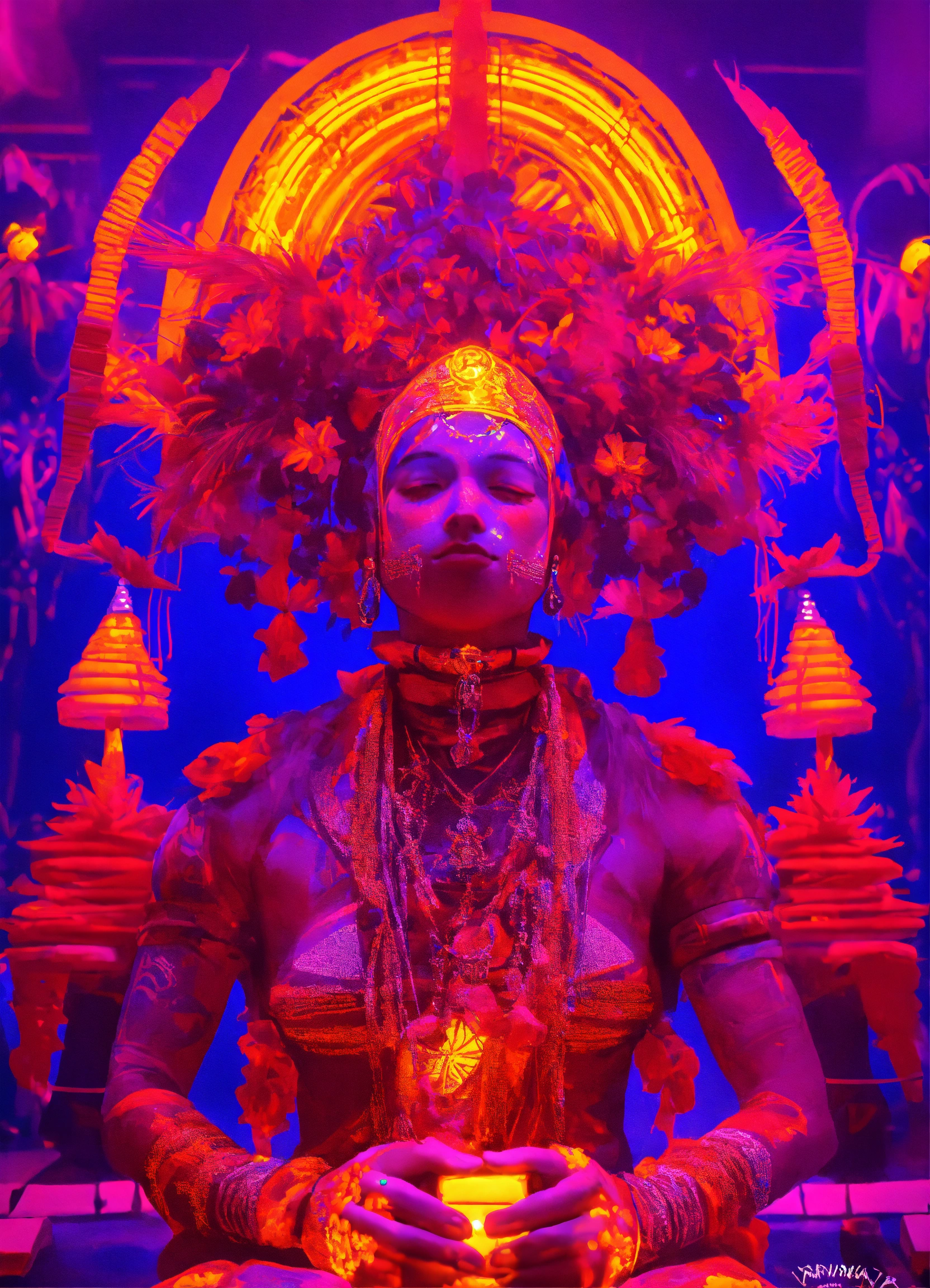 Lexica - Full body Bahpomet in UV Light Voodoo music festival.