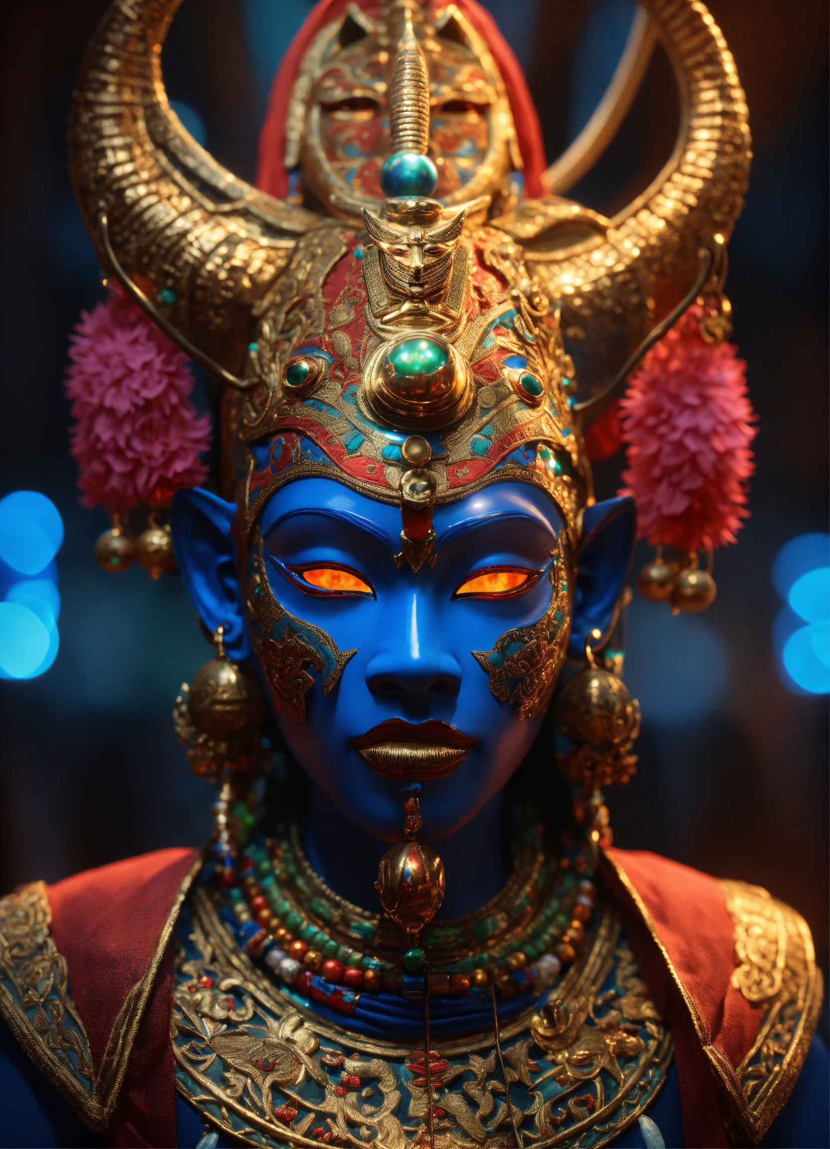 Lexica - Ethiopian Oni evil mask intricate, veil, porcelain, scenario ...