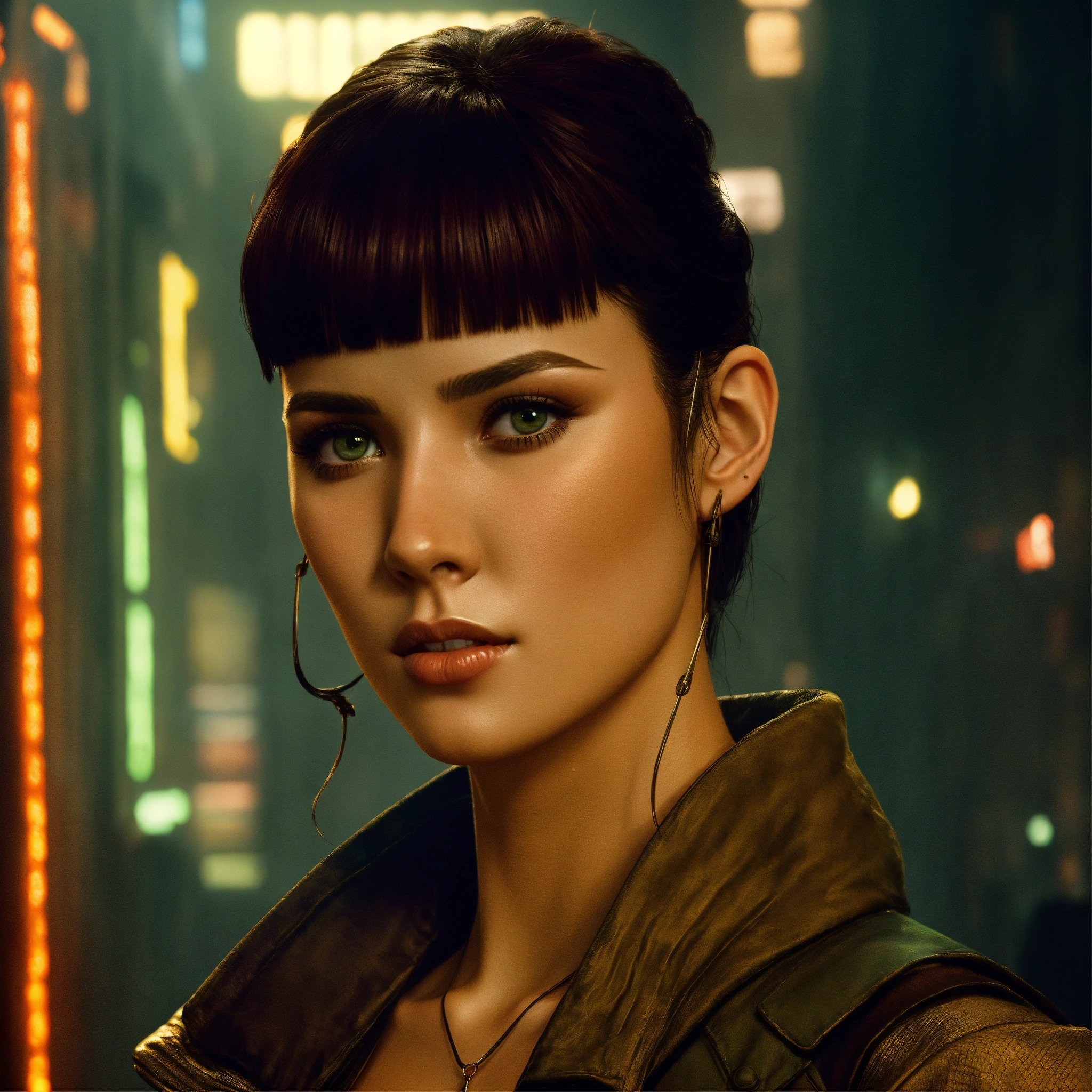 Lexica - A frontal, realistic, female avatar of Blade Runner