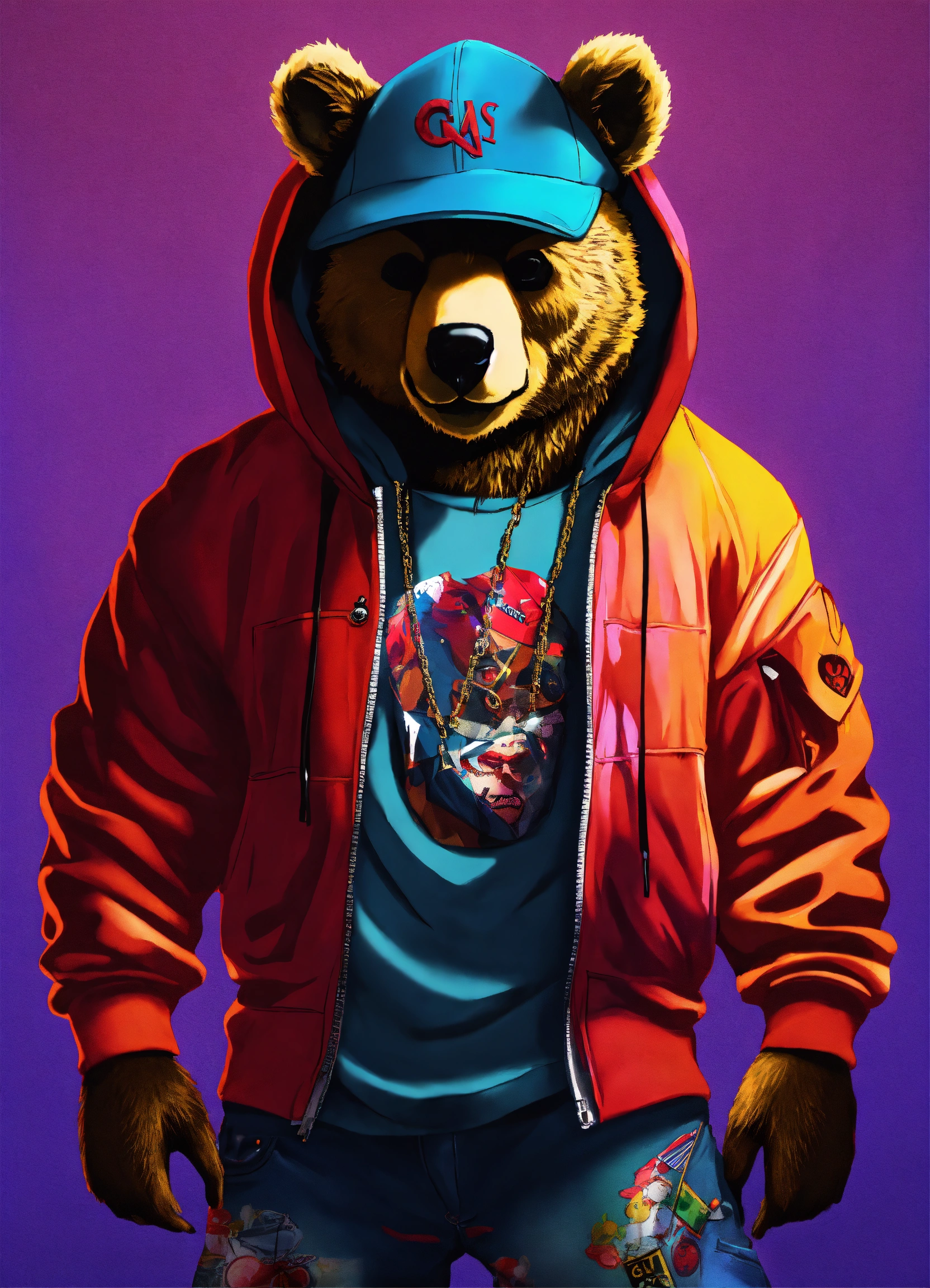 Lexica - GANGSTER RAP BEAR WITH HOODIE SILUTE