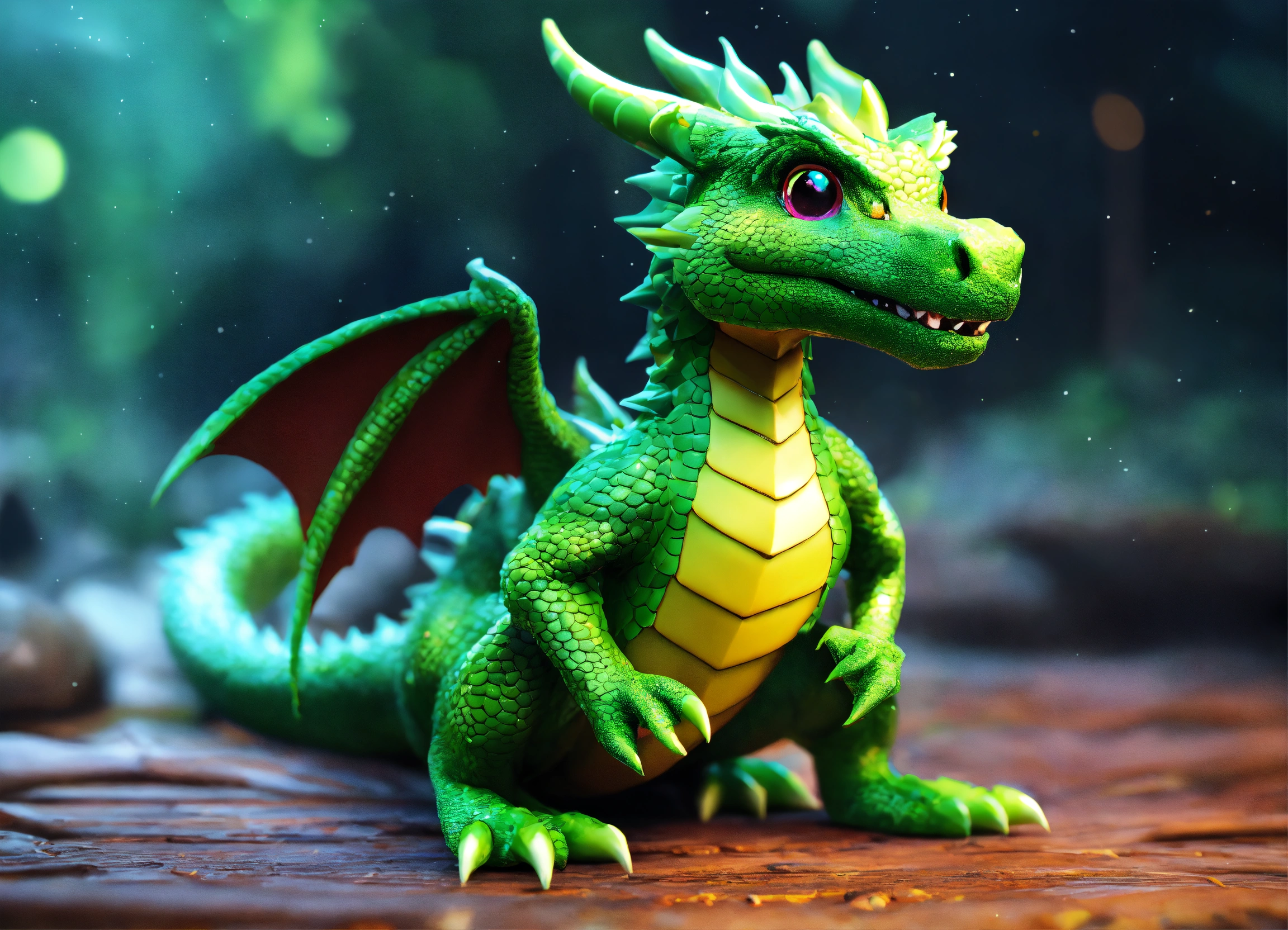 Lexica - Cute green dragon, symbol of the year, digital art, 3d ...