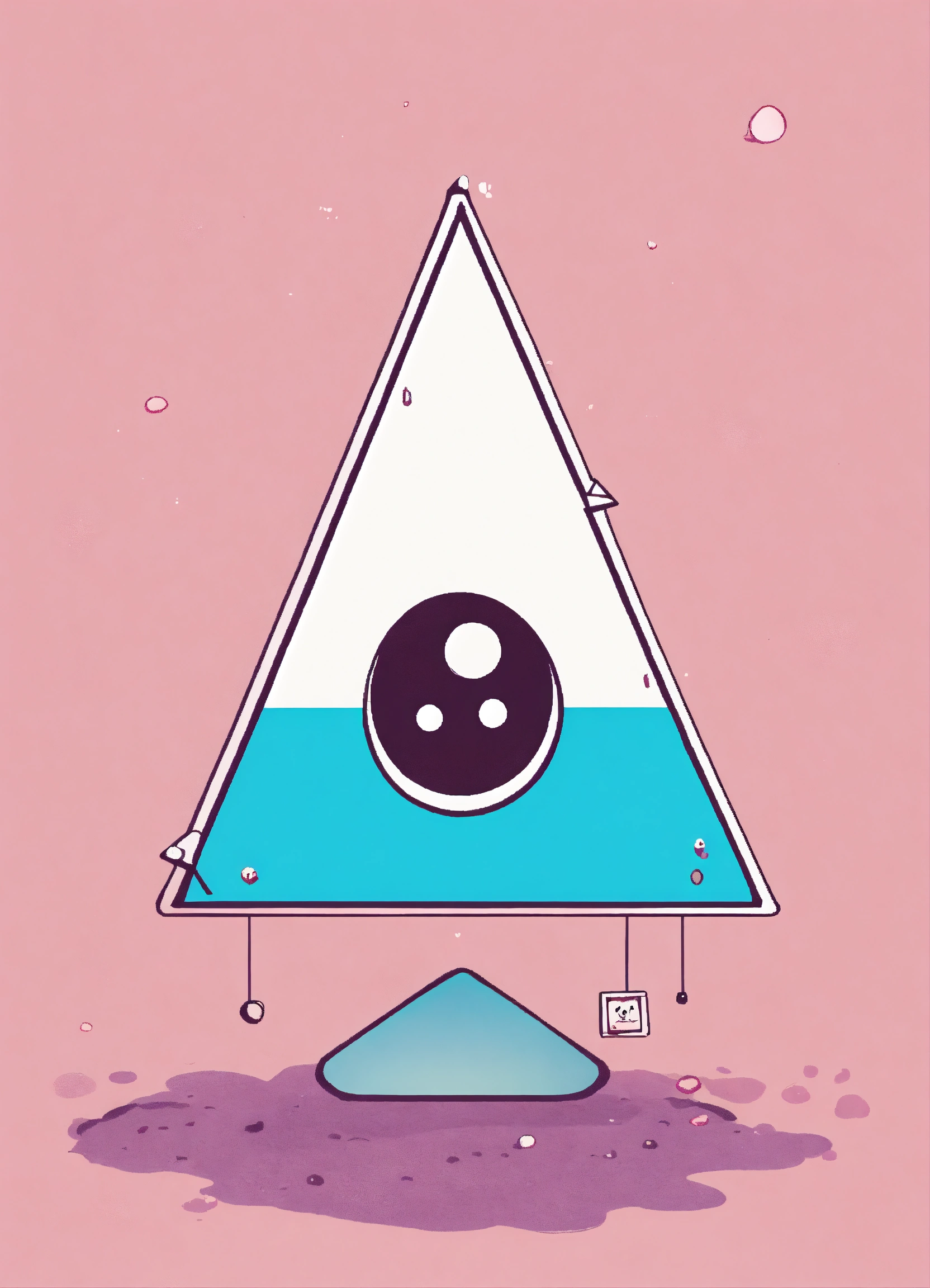 Lexica - A white upside down triangle kawaii monster. It has a pensive ...