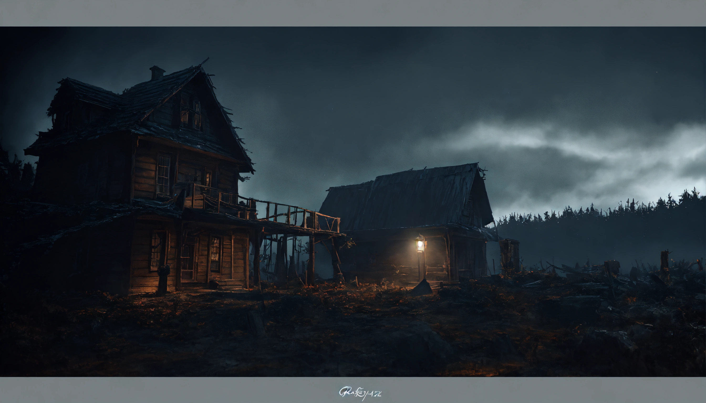 Lexica - NIGHT . DARK NIGHT. wooden house. digital image of a dark and ...
