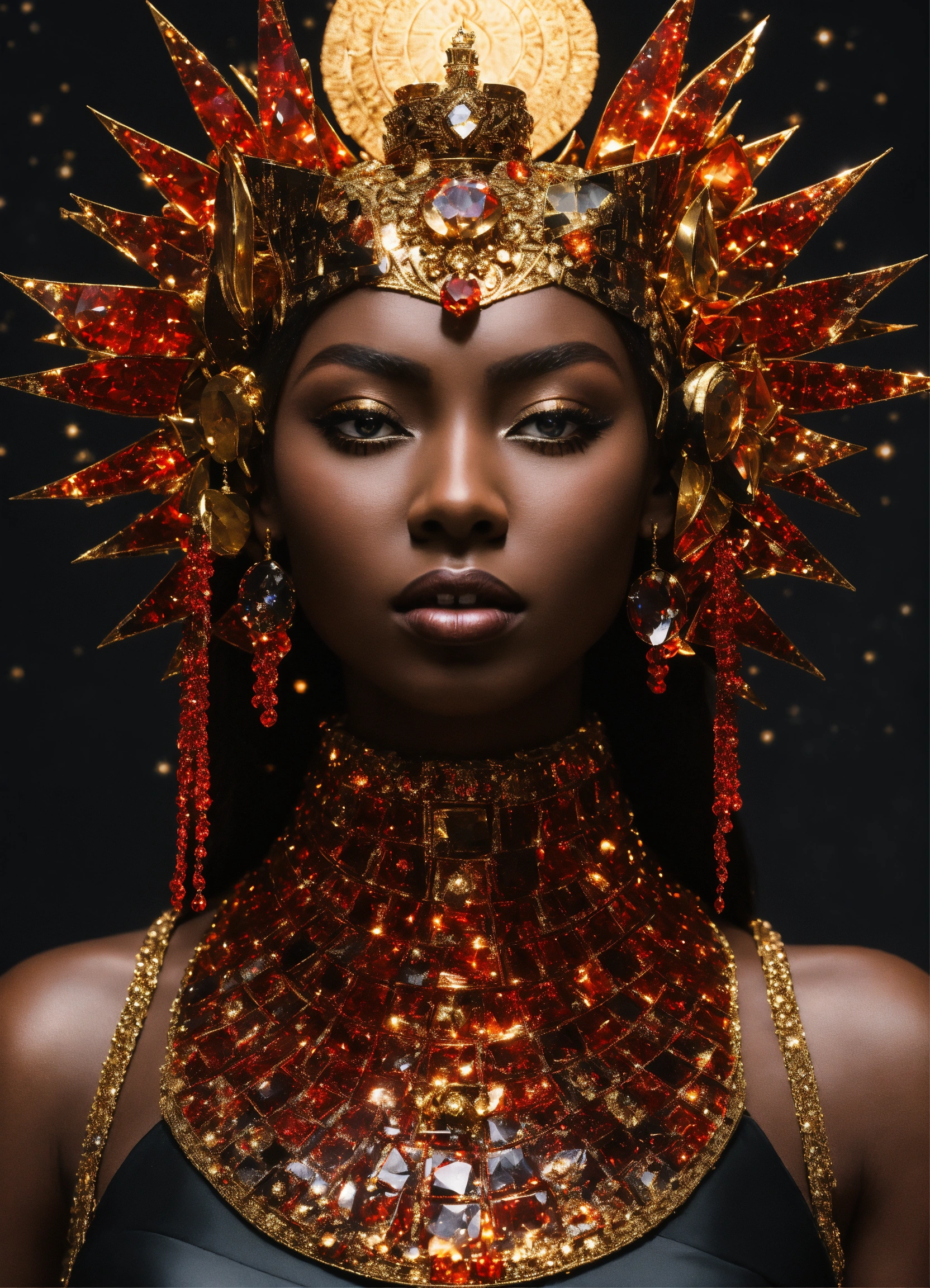 Lexica - Minimalism. Black Solar Queen with long oversized red flowing ...
