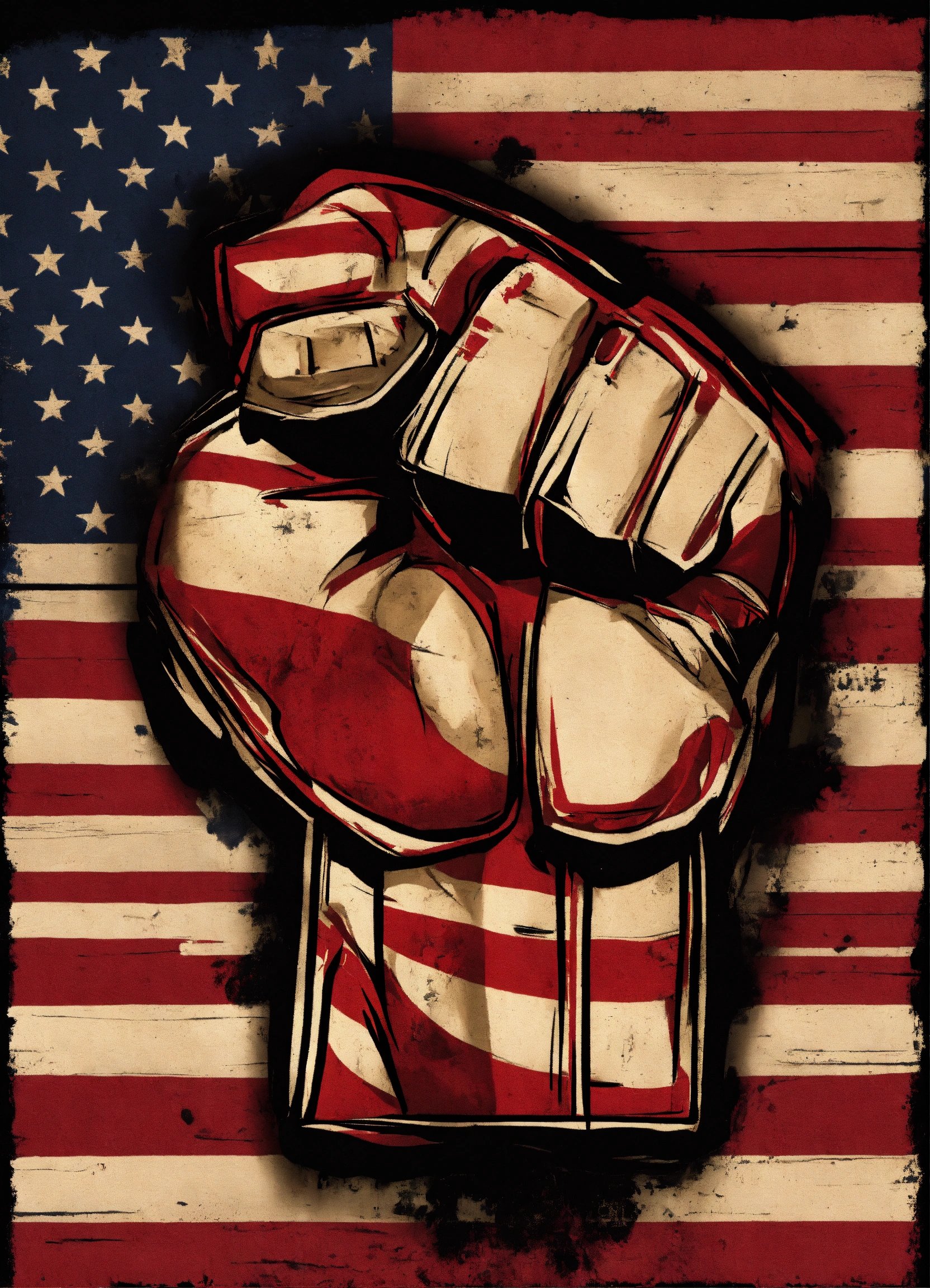 Lexica - Design for t shirt Power fist with US flag background, UAW Eat ...