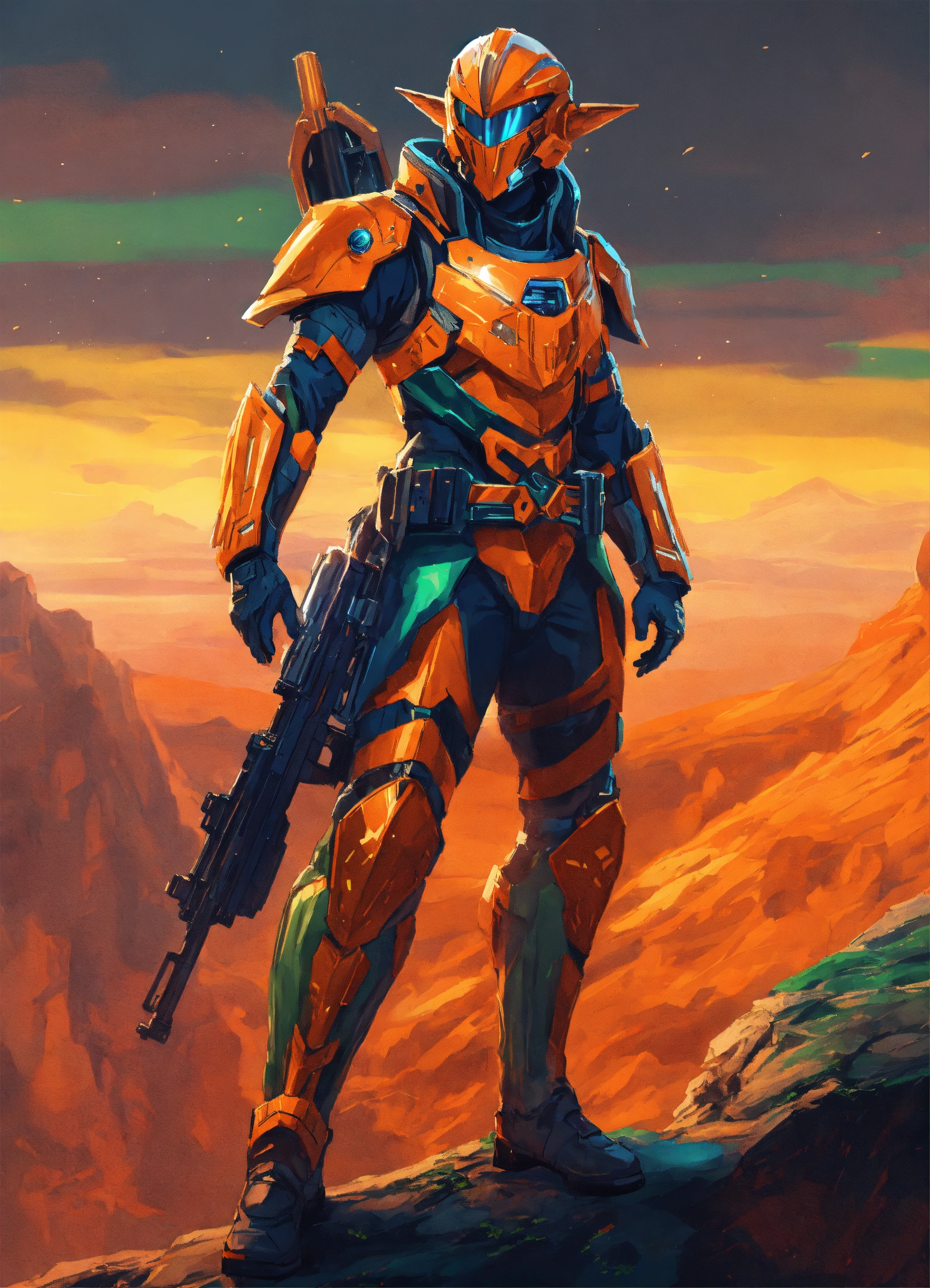 Lexica - Epic drawing of a full body of a high elf sci fi soldier ...