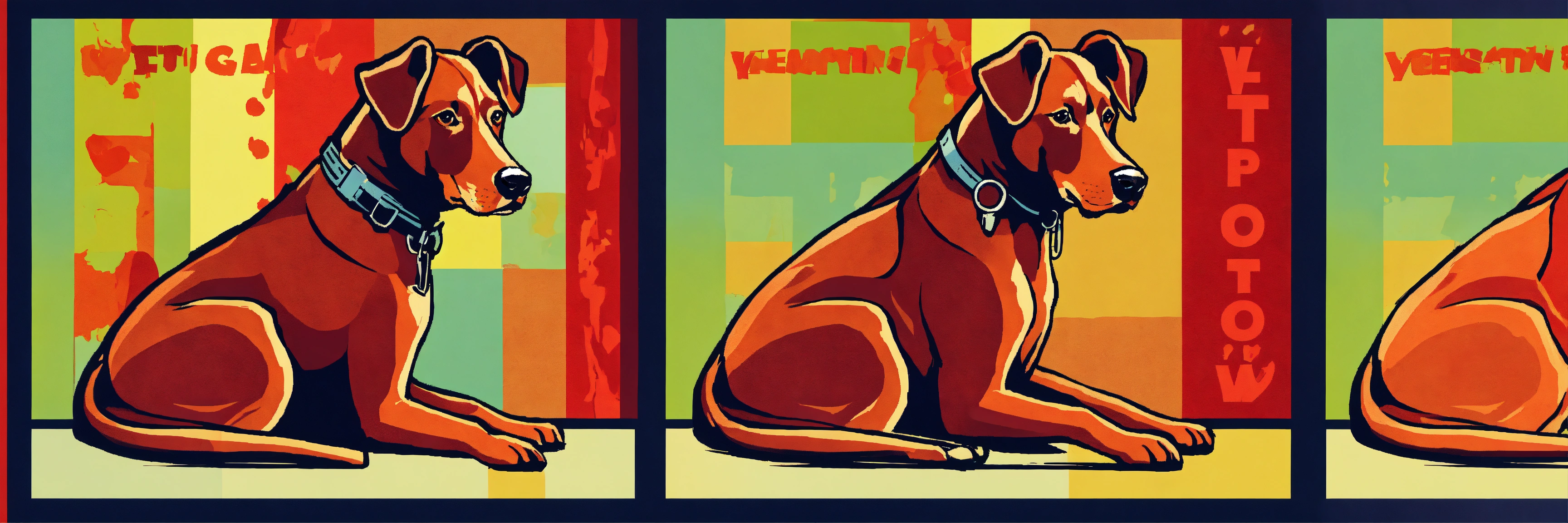 Lexica - A red dog-vet in pop art style