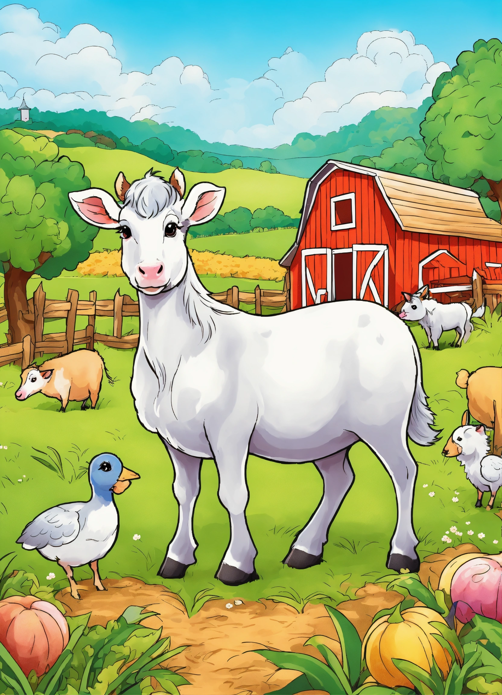Lexica - Generate a cute FARM ANIMALS, super eye-catching illustration ...