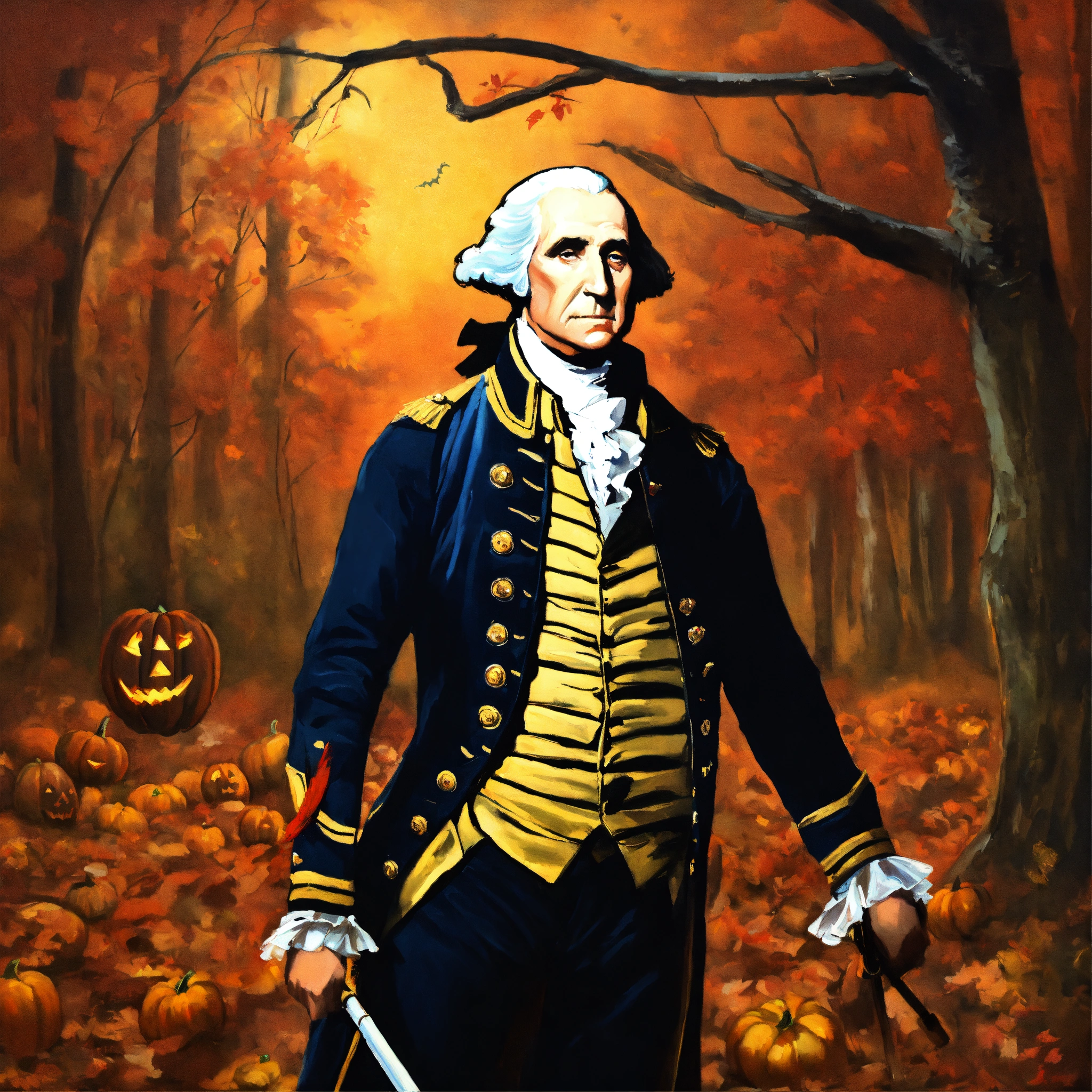 Lexica - A painting of George Washington dressed up as a movie monster ...
