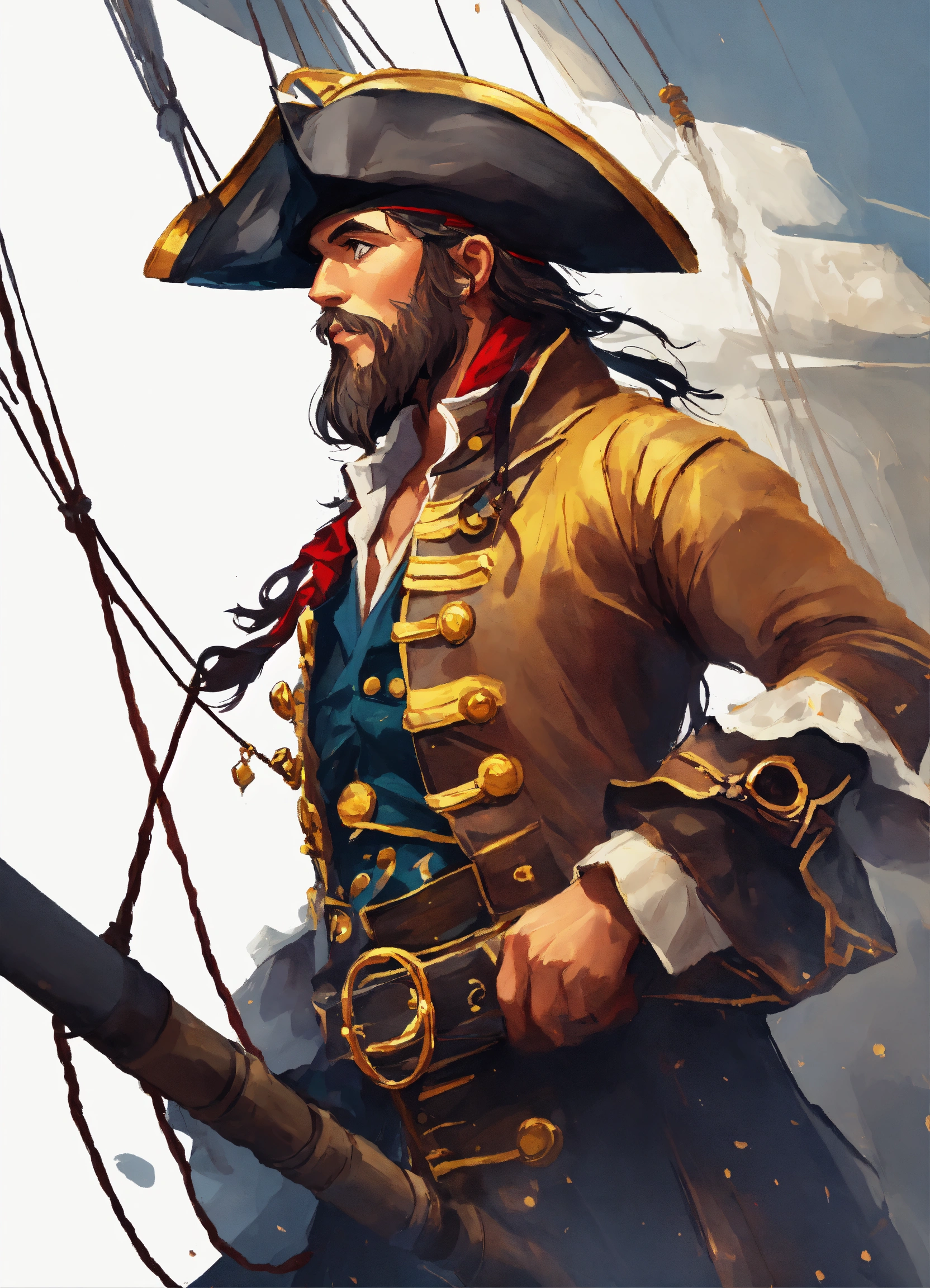 Lexica - Create a pirate staff on the ship doing stuff, side view ...