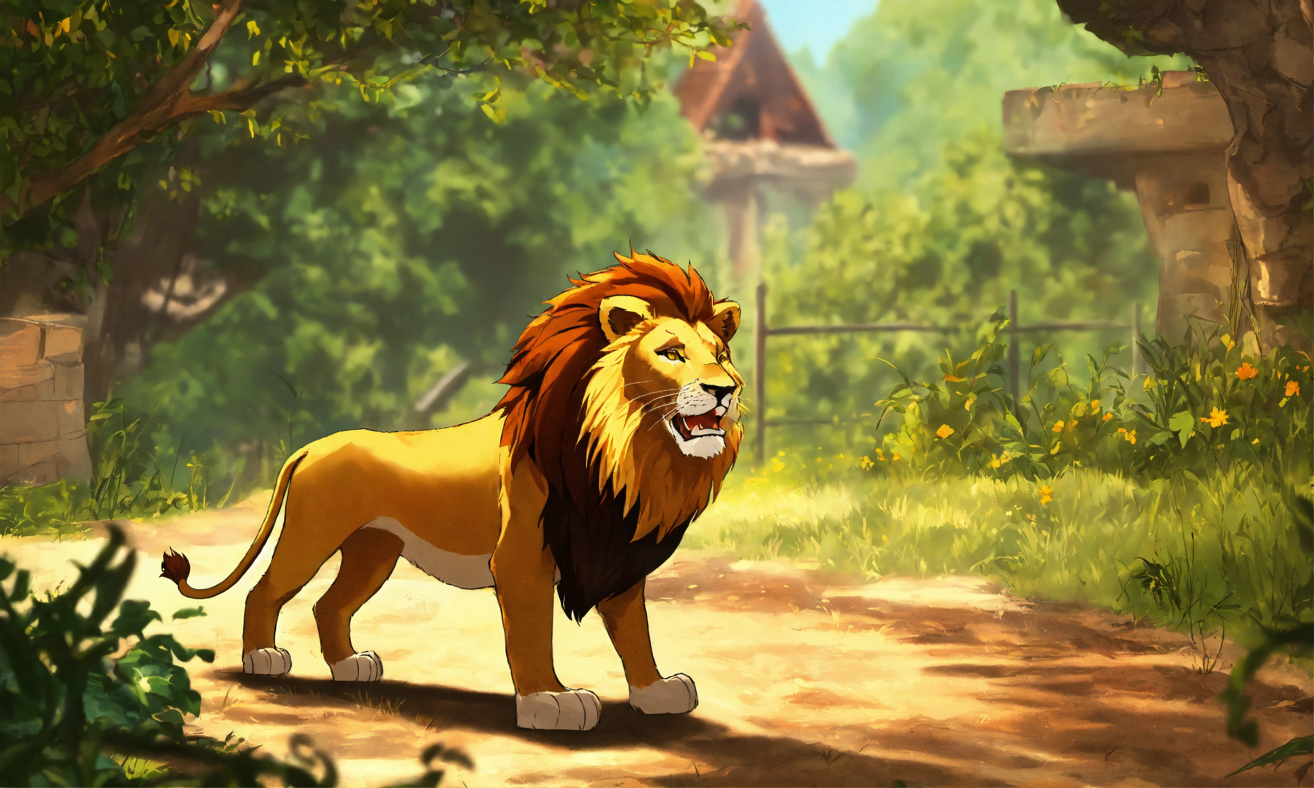 Lexica - Cartoon animation, After a few days, one day the lion got ...